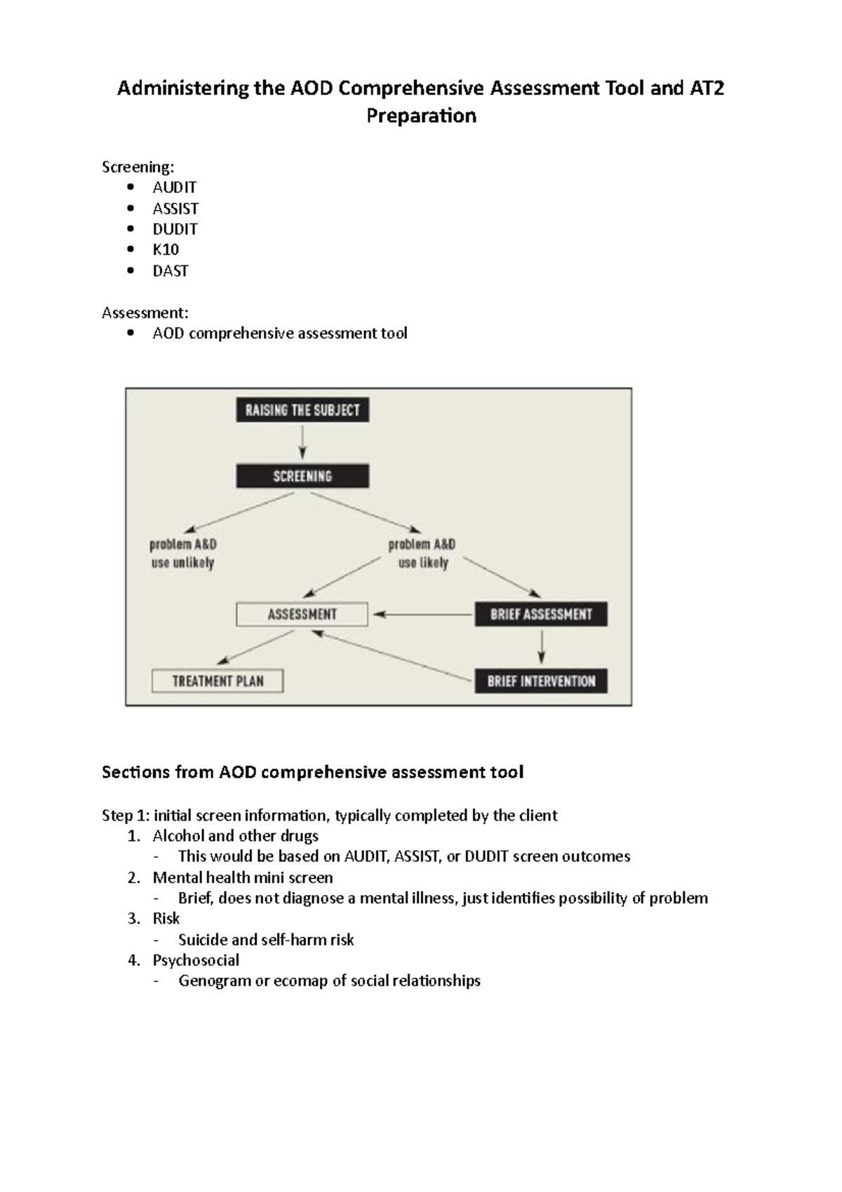 Week 7 - Administering the AOD Comprehensive Assessment Tool and AT2 ...