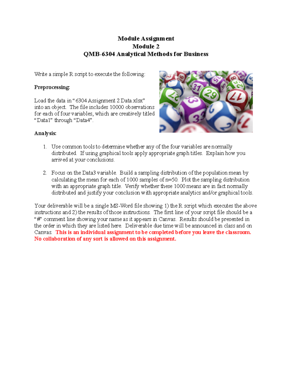 6304 Module 2 Assignment - Module Assignment Module 2 QMB-6304 ...