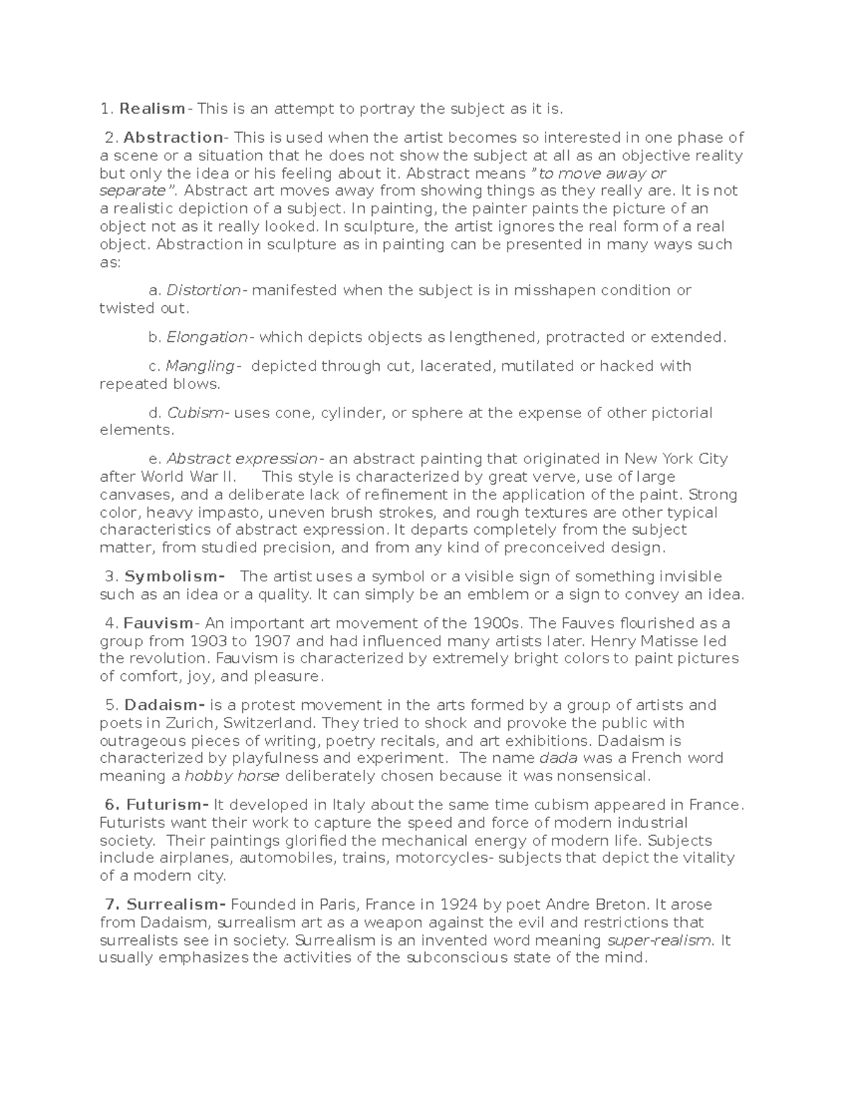 ART APP Lesson Midterm - Read and learn - Realism- This is an attempt ...