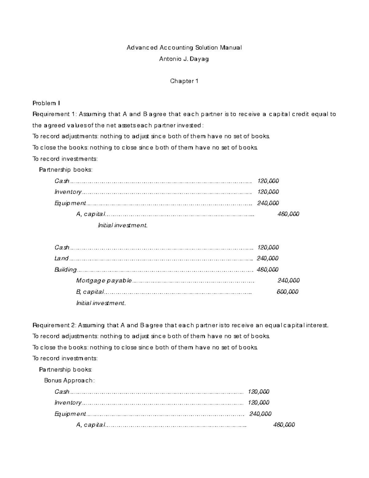 Advance Accounting Solution Manual - Ad va nc e d Ac c o unting So ...