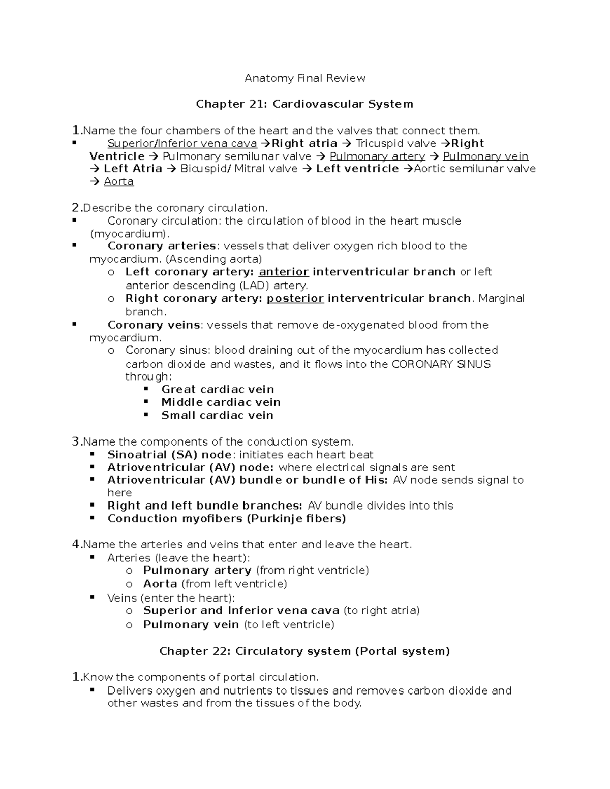 Anatomy final review-1 - Anatomy Final Review Chapter 21 ...