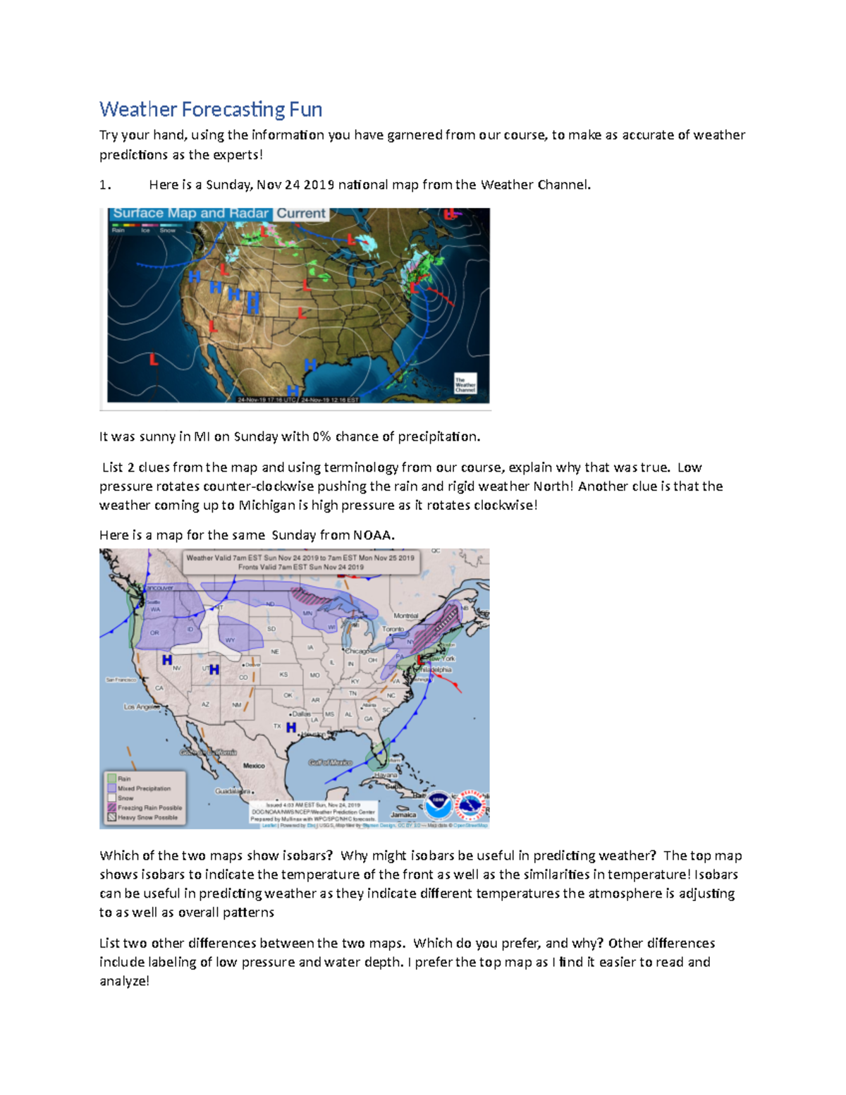Weather Forecasting Fun 2 - Weather Forecas,ng Fun Try your hand, using ...
