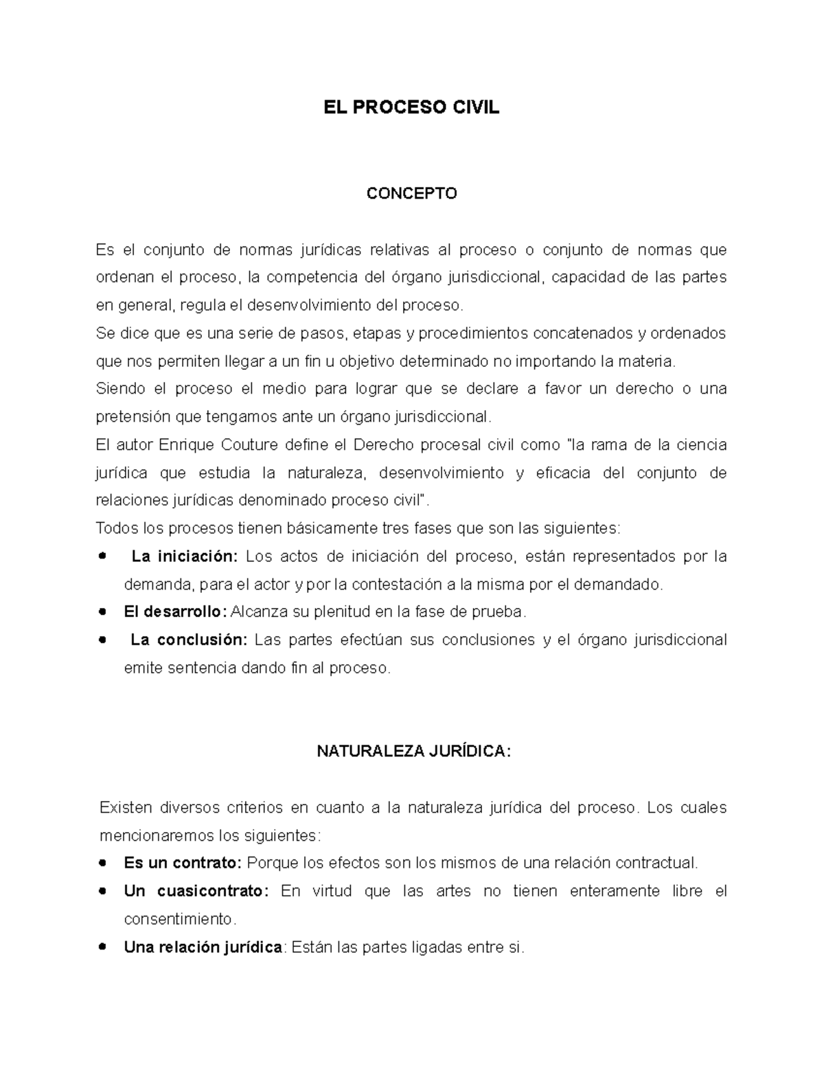 EL Proceso Civil - EL PROCESO CIVIL CONCEPTO Es el conjunto de normas ...