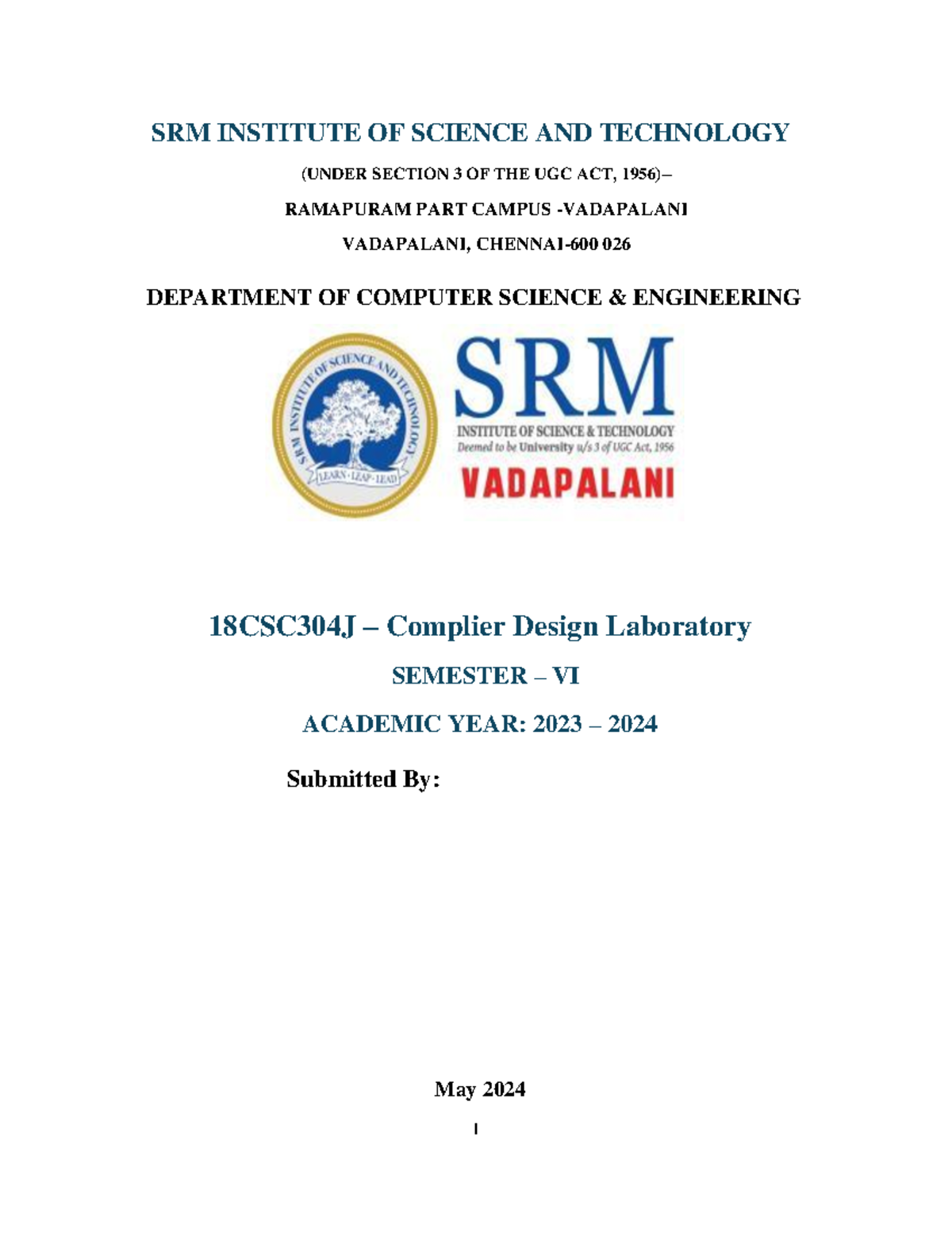 Cd record - SRM INSTITUTE OF SCIENCE AND TECHNOLOGY (UNDER SECTION 3 OF ...