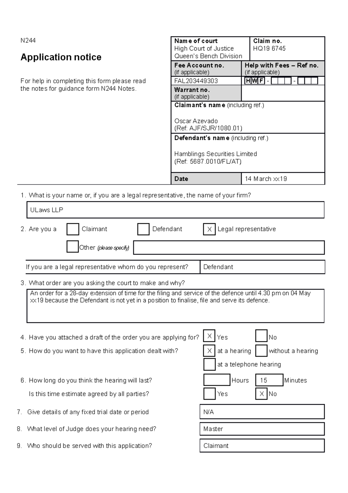 DR - Interim Application - Preparatory Task - N Application notice For ...