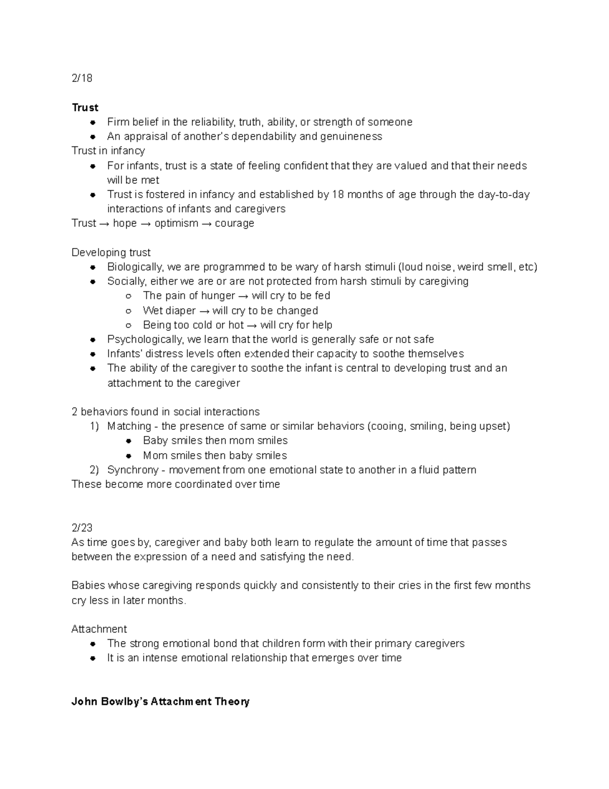 Test 2 notes - Professor Molly Countermine - virtual course - 2/ Trust ...