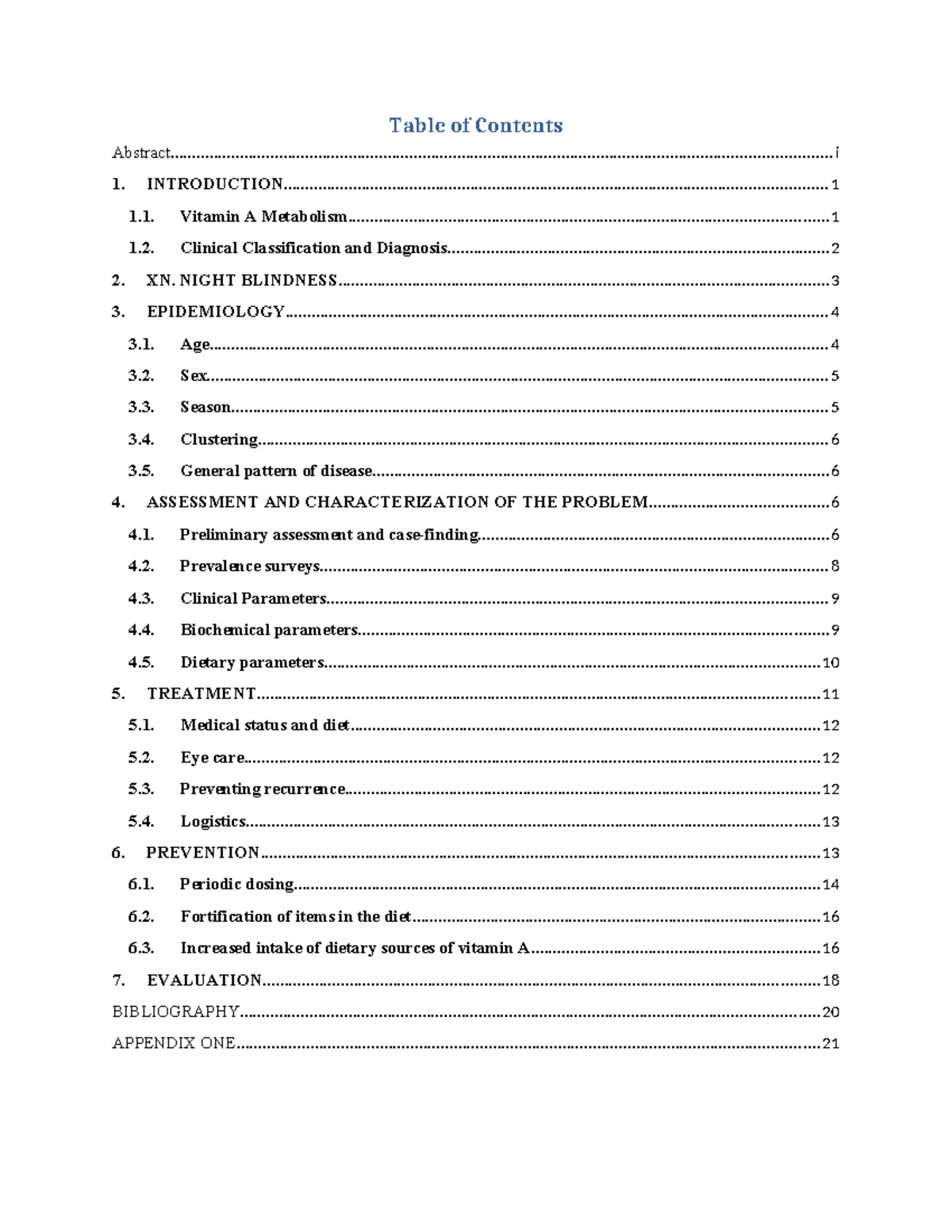 Selam Assignment - Table of Contents - Studocu
