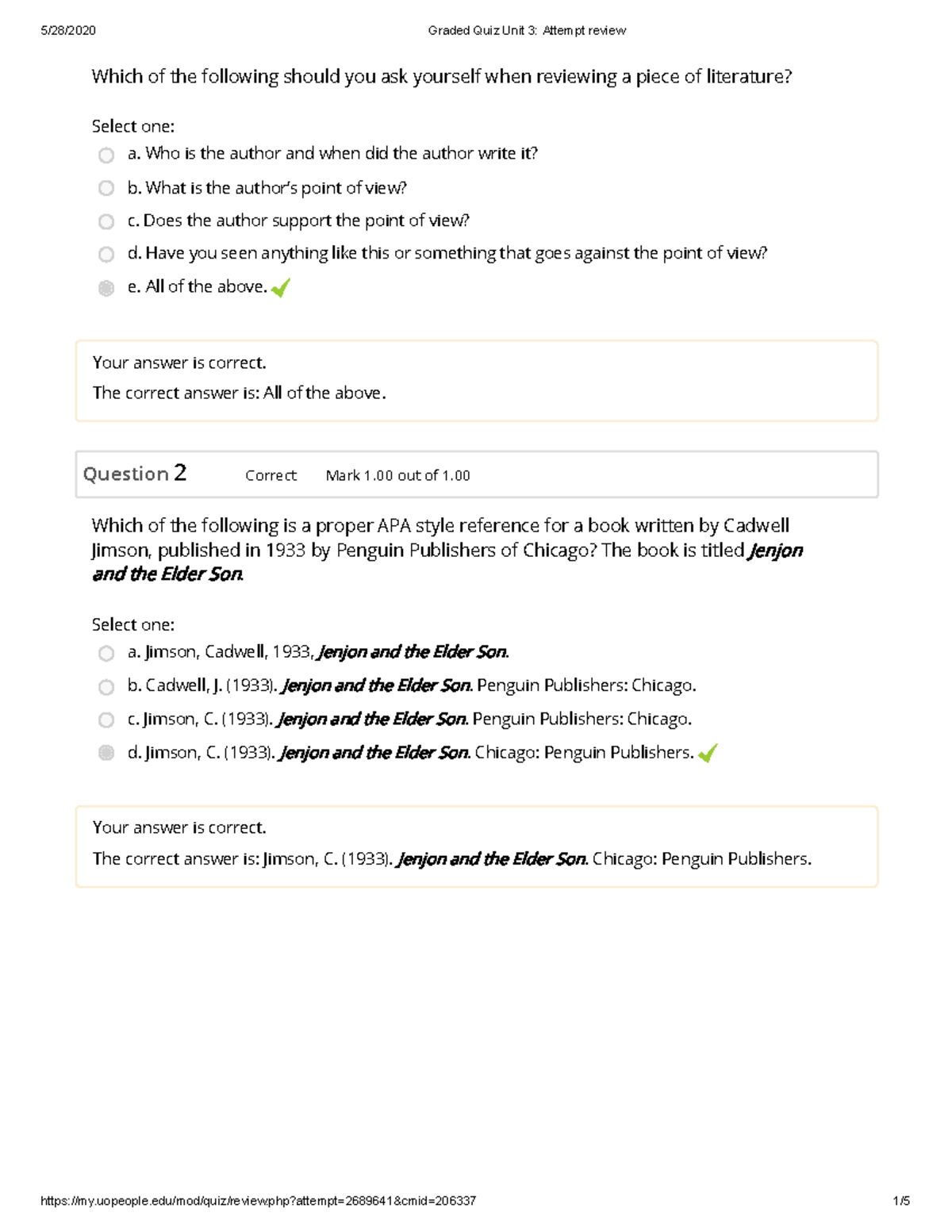 Graded Quiz Unit 3 Attempt review - Which of the following should you ask yourself when ...