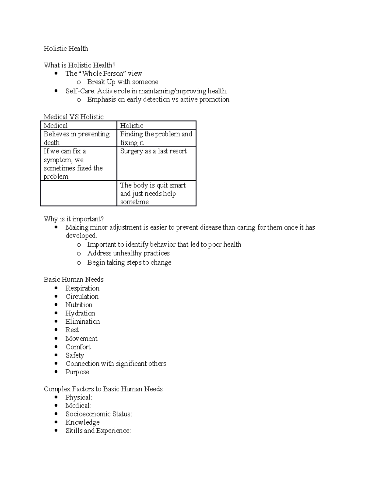 Ch1 Holistic Health Notes - Holistic Health What is Holistic Health ...