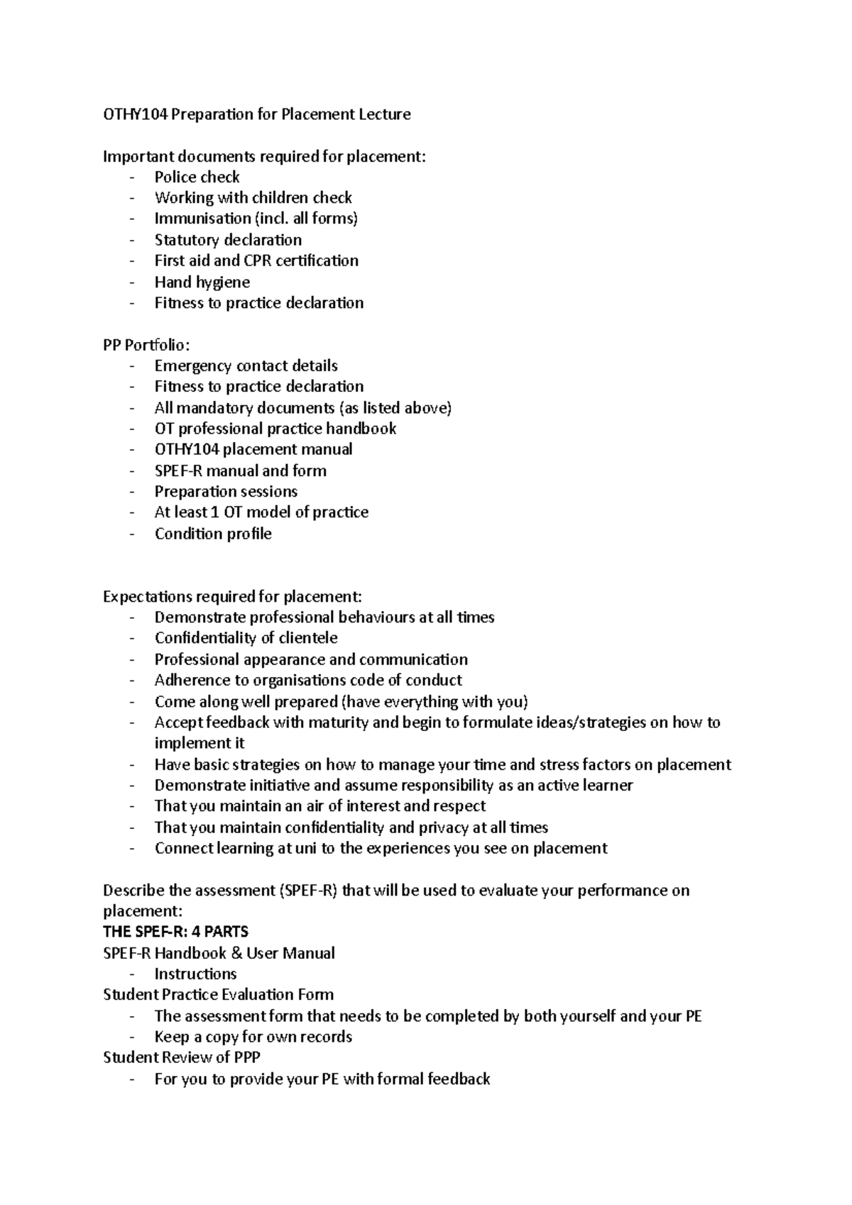 PPP lec - notes on the compulsory Professional Practice Placement ...