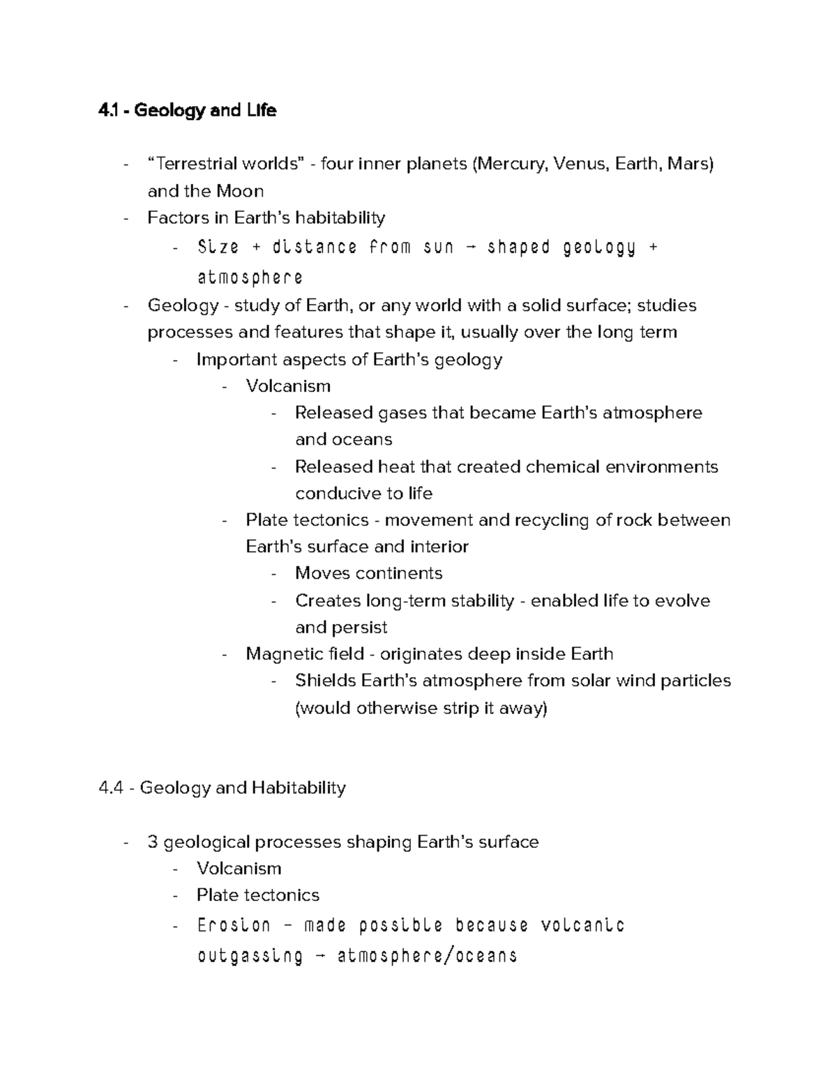 1. The Earth - Lecture notes 1 - 1 - Geology and Life “Terrestrial ...