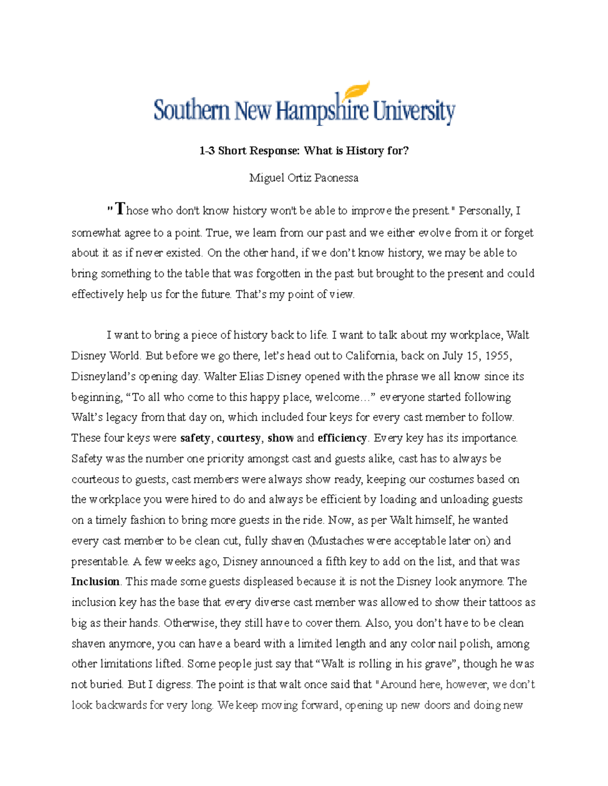 1-3 HIS 100 Short Answer - 1-3 Short Response: What is History for ...