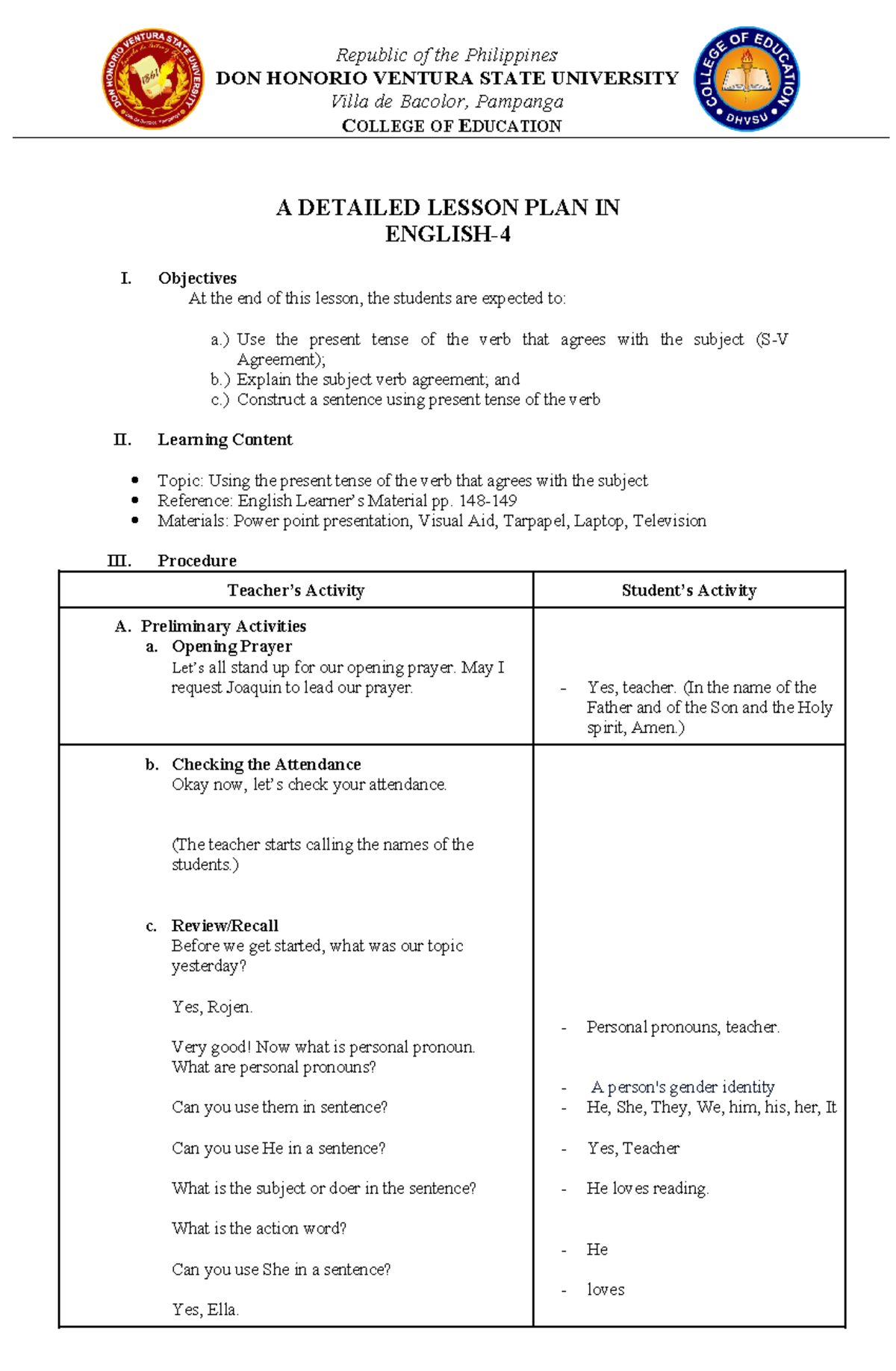 DLP-LAA-G4 - Detailed Lesson Plan - Republic of the Philippines DON ...