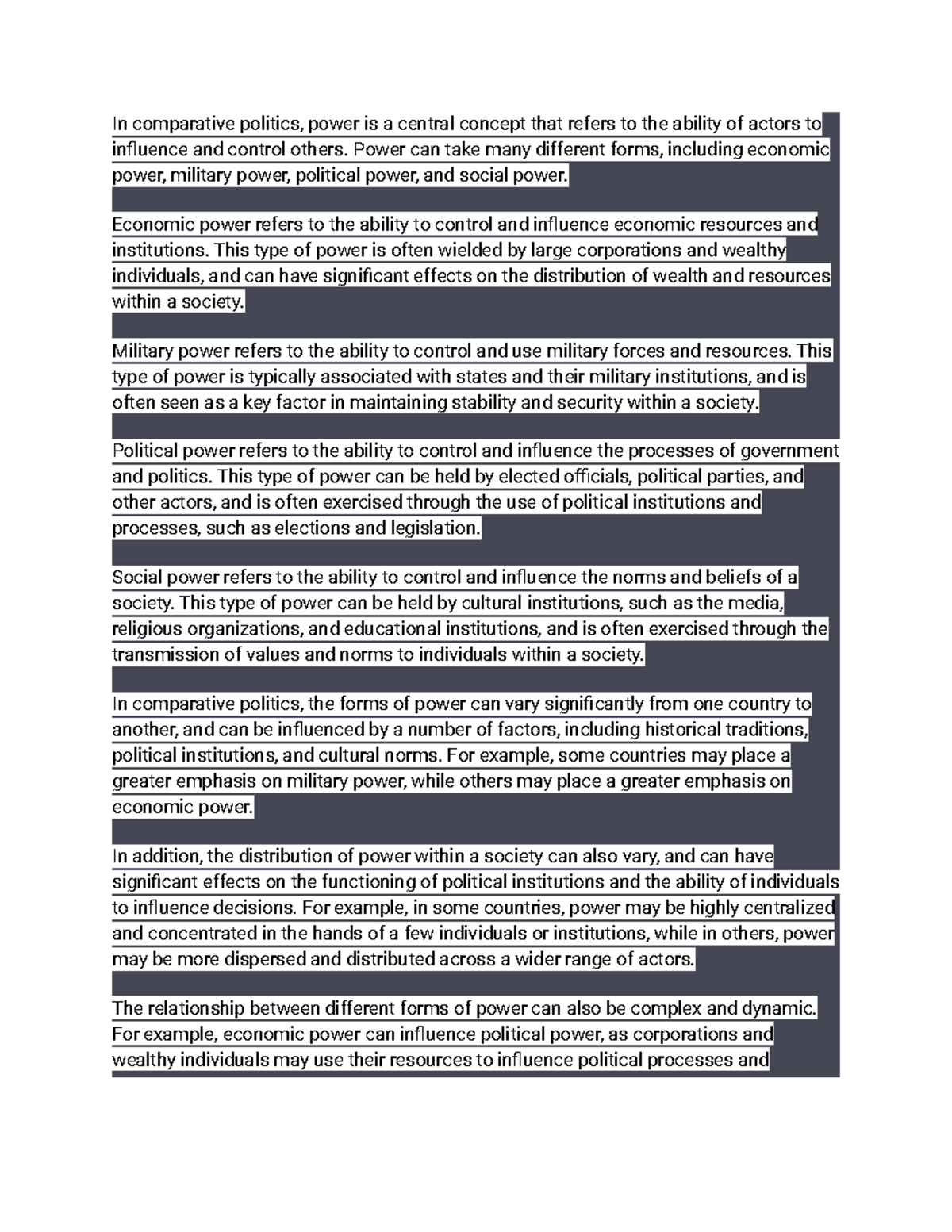 Different Forms OF Power - In comparative politics, power is a central ...