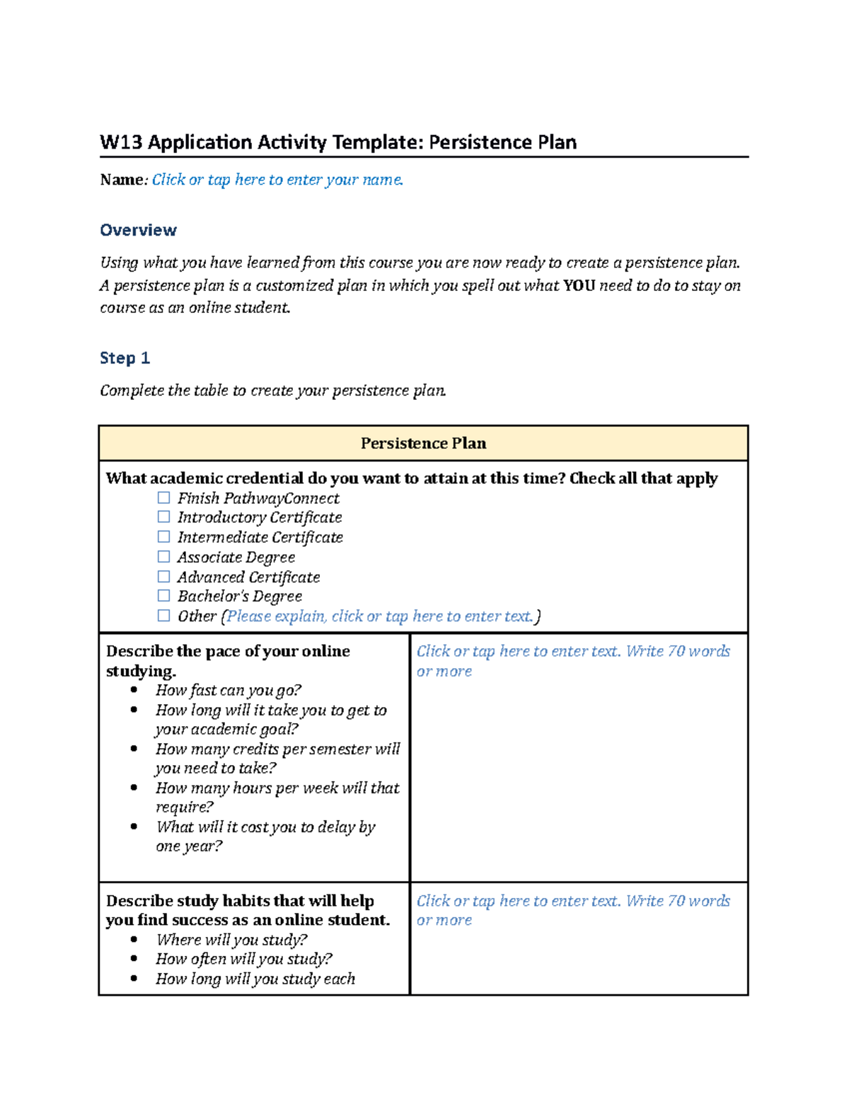 Pc103 document w13Application Activity Template Persistence Plan - B341 - BYU-Idaho - Studocu