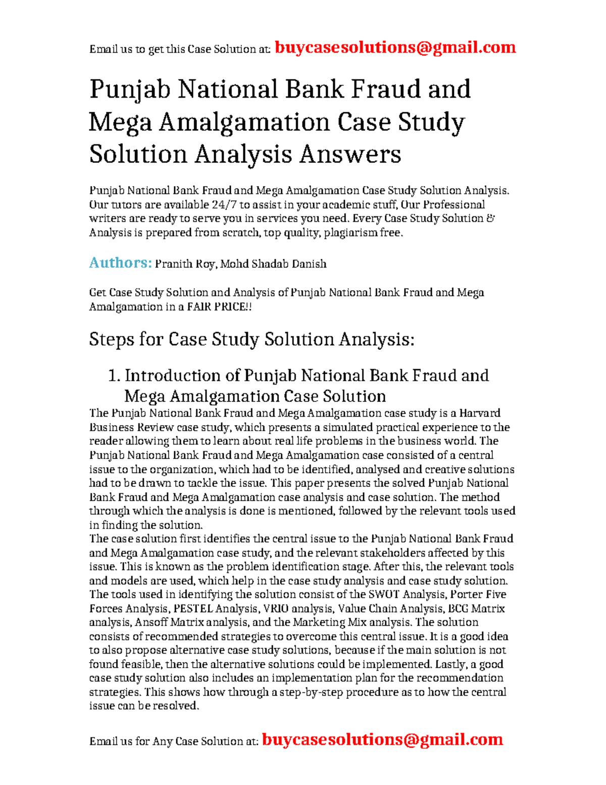 Case Solution Punjab National Bank Fraud and Mega Amalgamation - Punjab ...