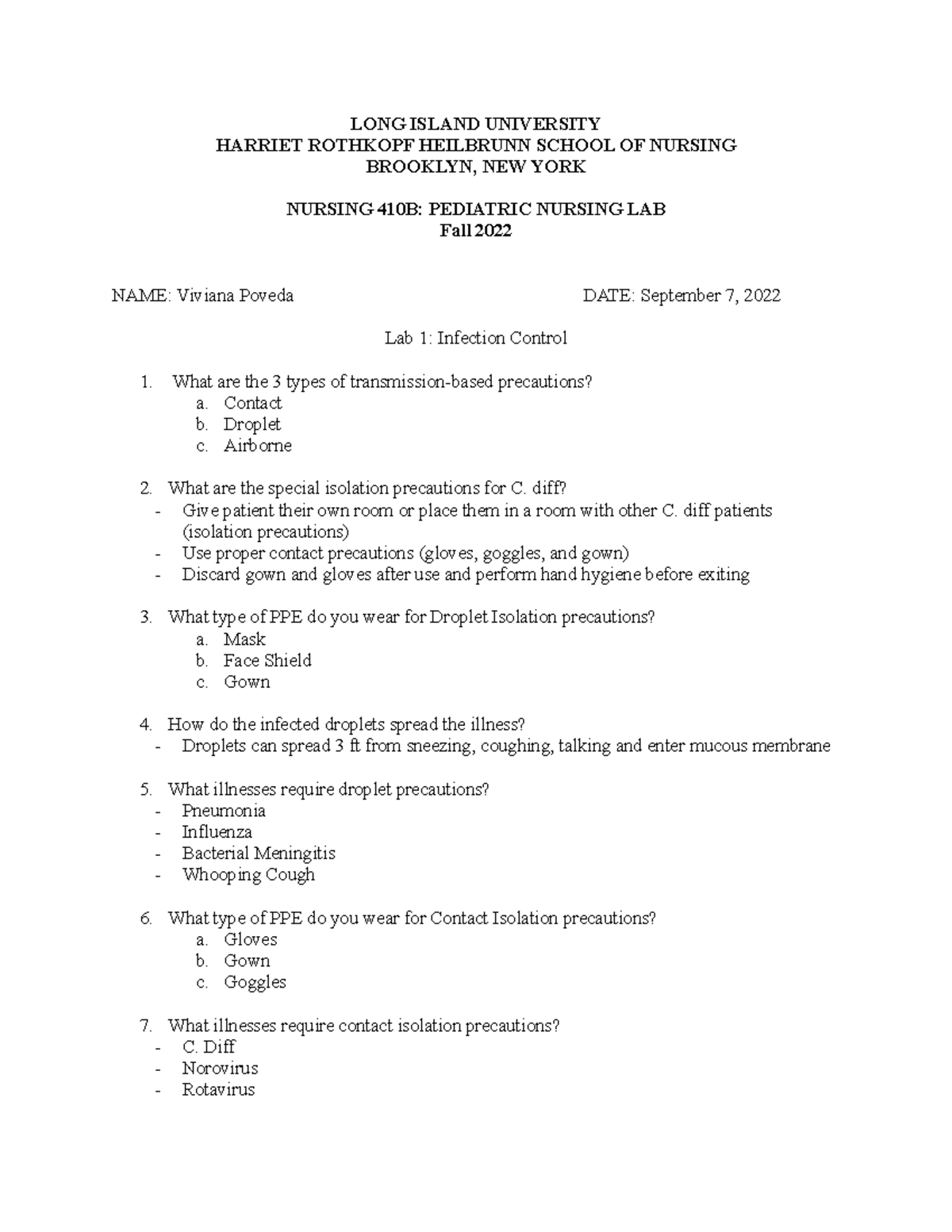 Lab Sheet 1 Fall 2022 - LONG ISLAND UNIVERSITY HARRIET ROTHKOPF ...