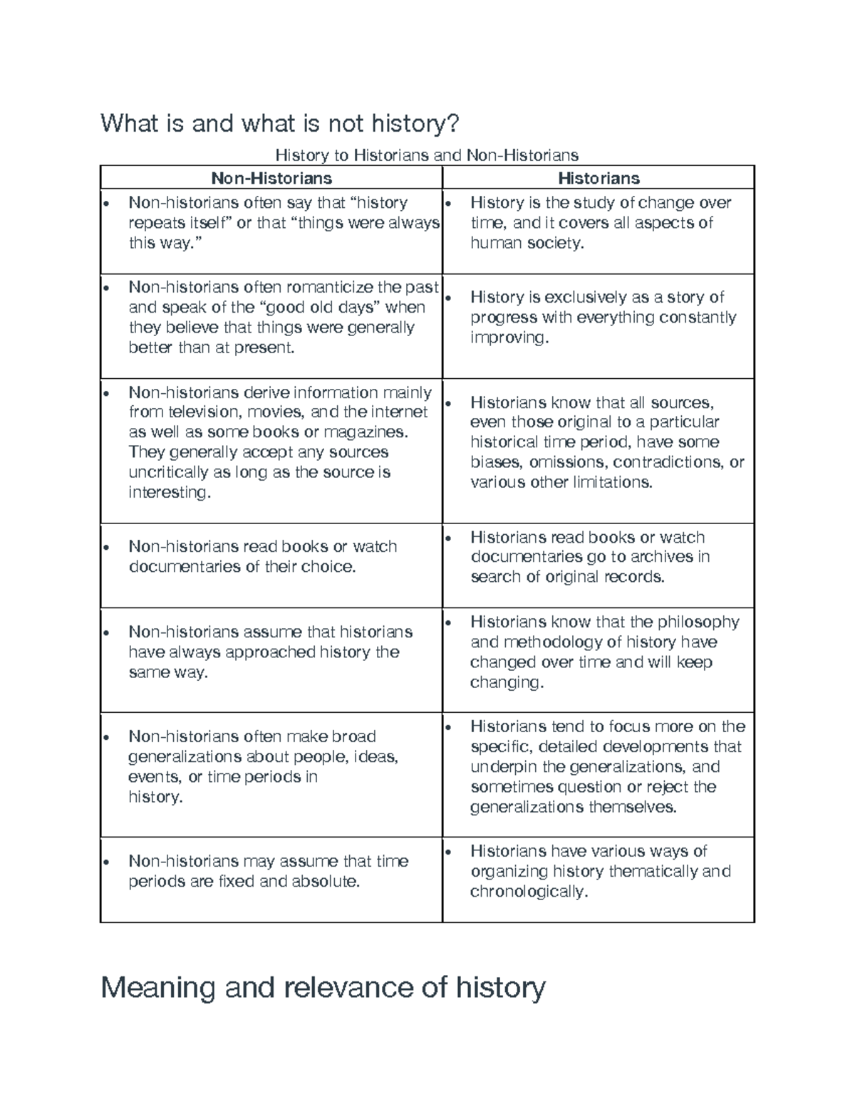 History Mod 1 Notes - What is and what is not history? History to ...