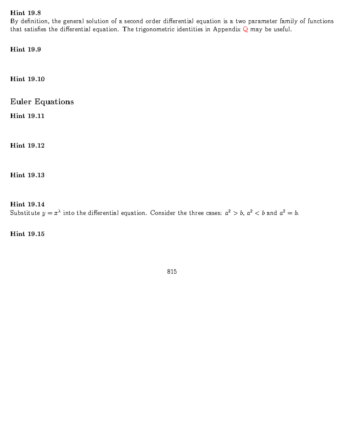 Advanced Mathematical Methods For Scientists And Engineers 169 Hint