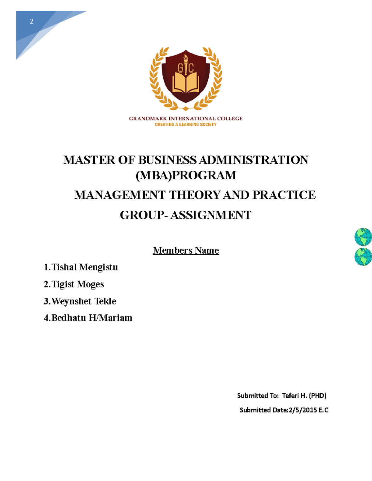 Management Theory AND Practice - MASTER OF BUSINESS ADMINISTRATION (MBA ...