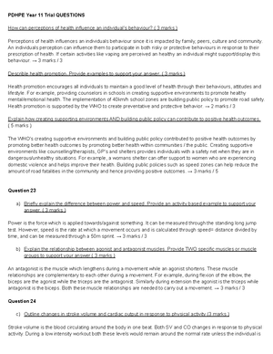 PDHPE preliminary year 11 yearly exam study notes, modules 1-2 and ...