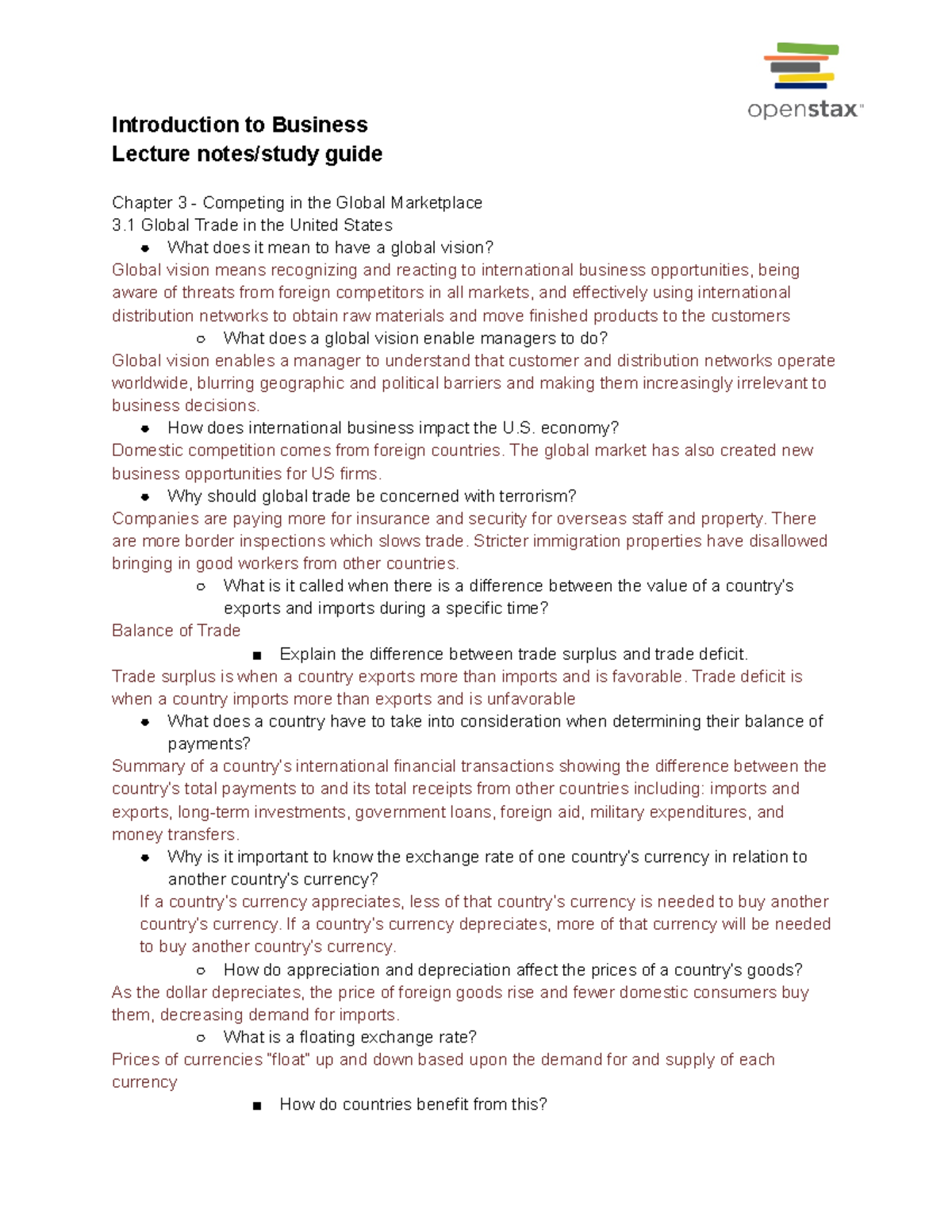 Study Guide Chapter Three Open Stax Introduction To Business ...