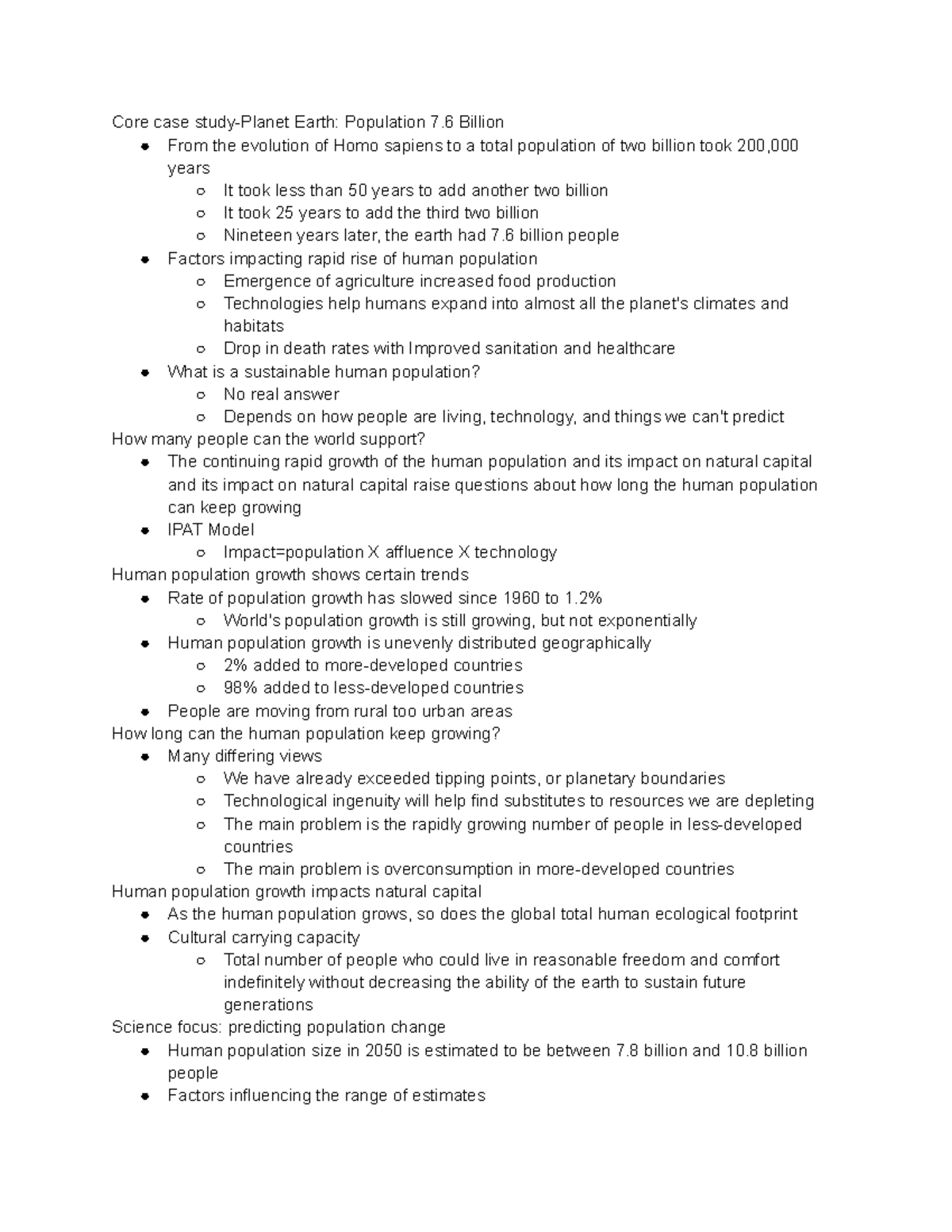 Intro to Environmental Science- Human Population - Core case study ...