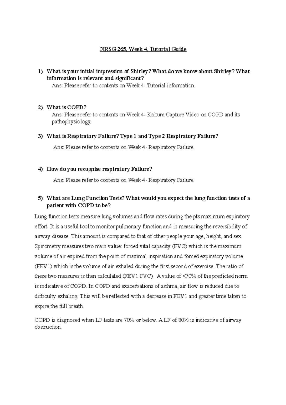 Week 4, Tutorial Answer Guide - NRSG 265, Week 4, Tutorial Guide 1 ...