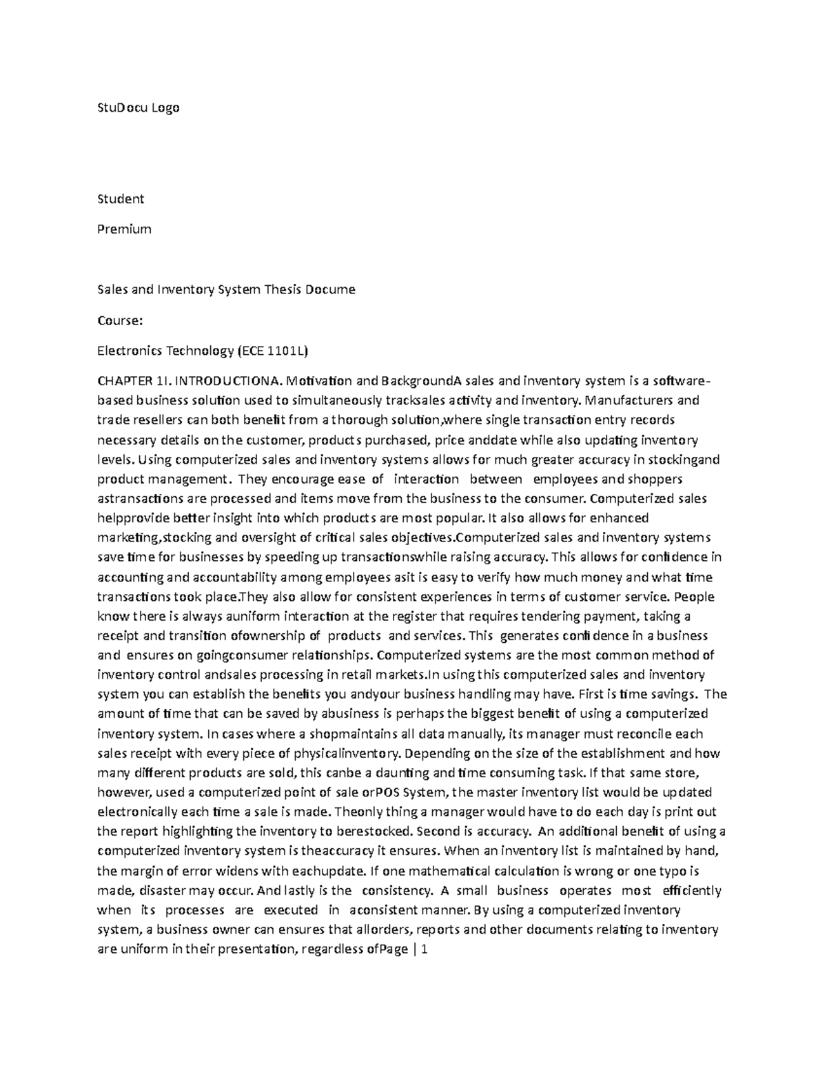 StuDocu Logo Student Premium Sales and Inventory System Thesis Docume ...