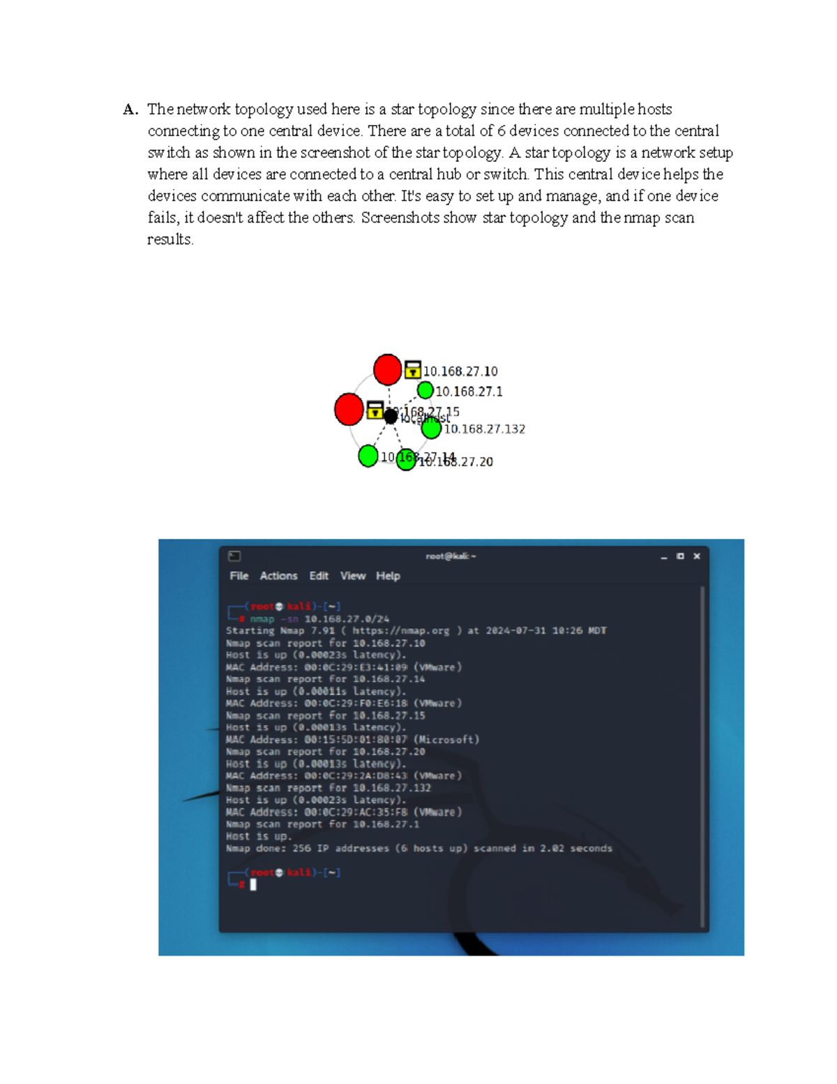 C844 Task 1 - task 1 - A. The network topology used here is a star ...