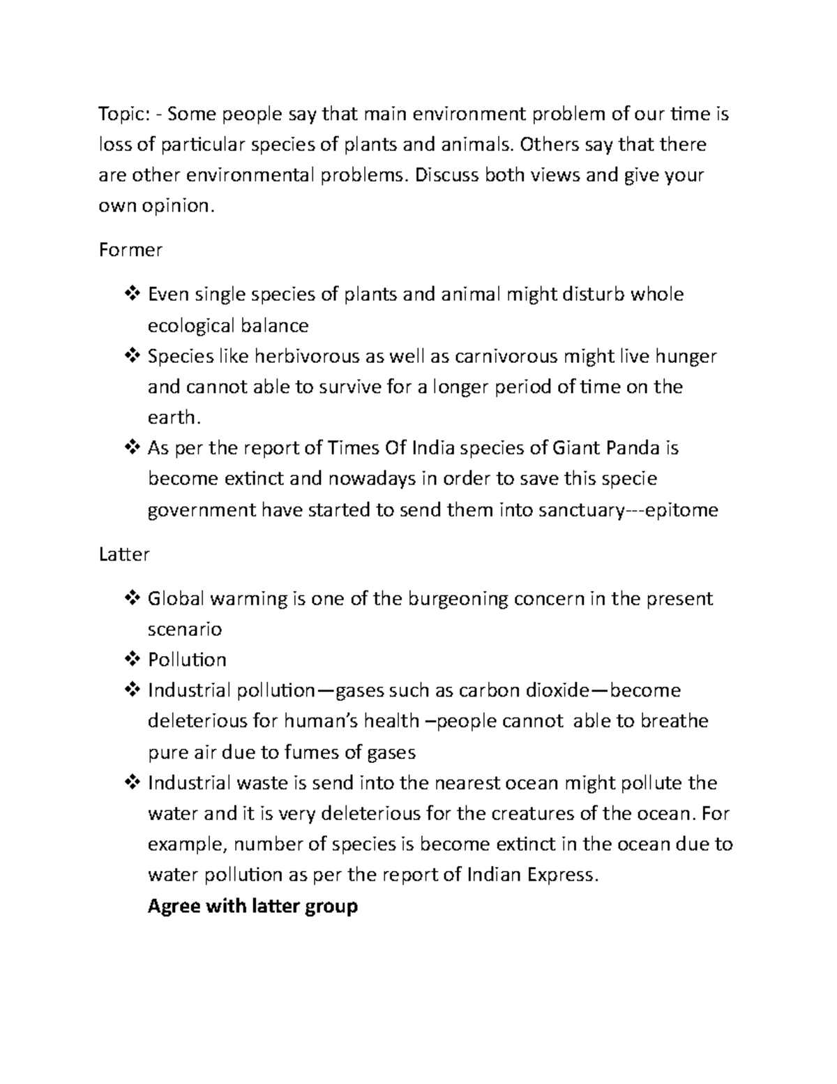 Task 02 (Environment) - save nature and they save you - Topic: - Some ...