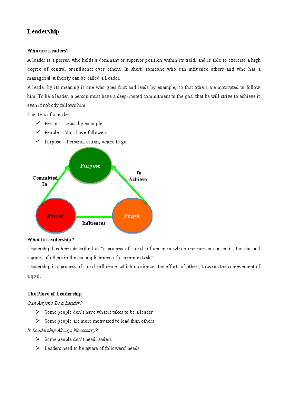 8. Leadership Stu - Lecture notes 8 - Leadership Who are Leaders? A ...