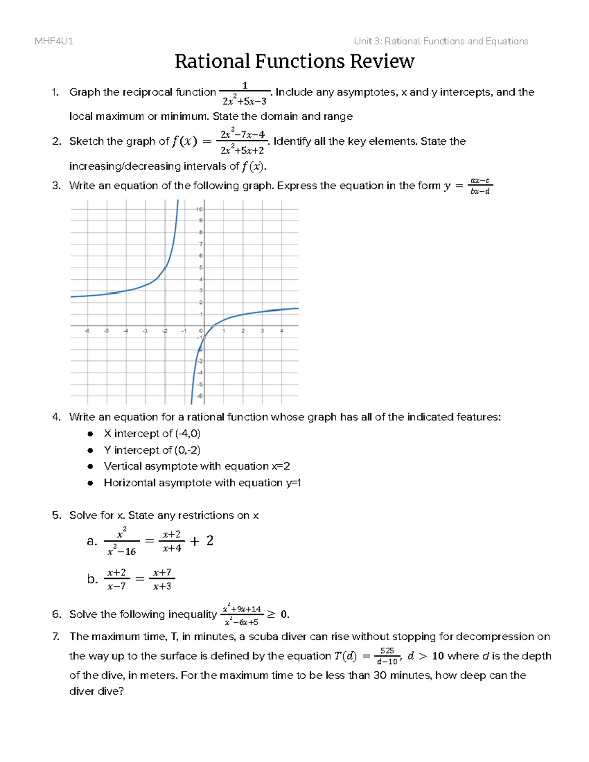 Review Questions - BUSINESS GRTTTTGRTTTT - MHF4U1 Unit 3: Rational ...