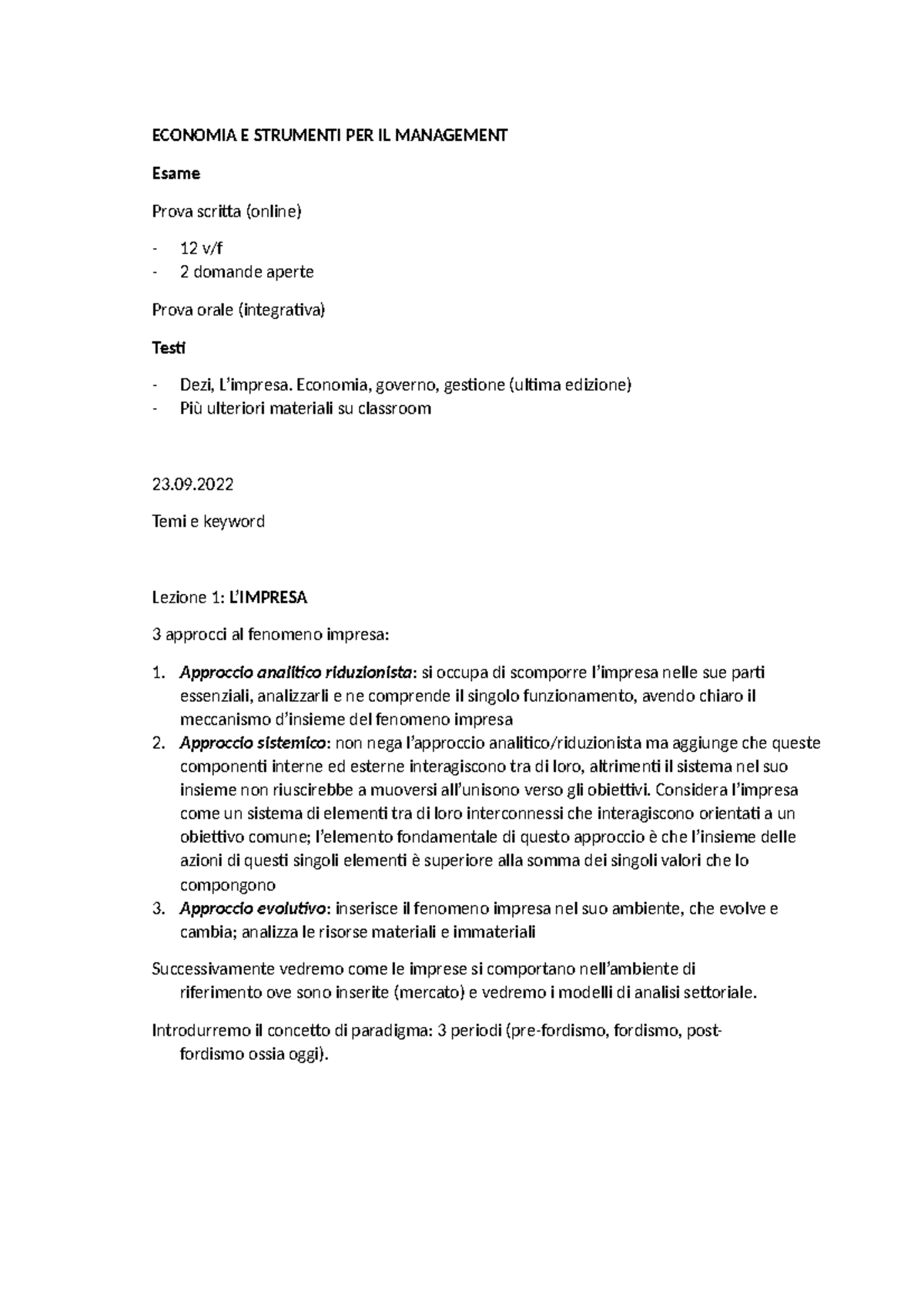 Economia E Strumenti PER IL Management - ECONOMIA E STRUMENTI PER IL ...