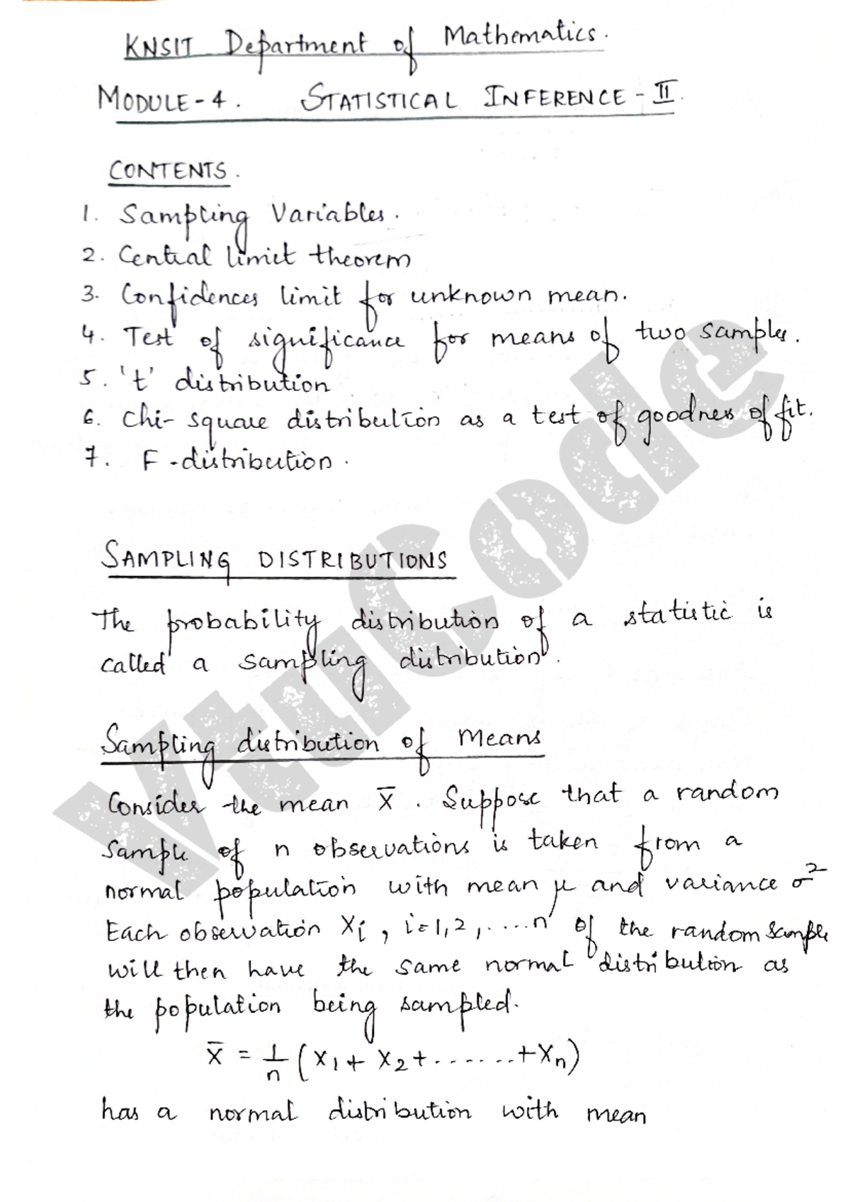 notes of mathematics - KNSIT Department of Mathematics 4. STATISTICAL ...