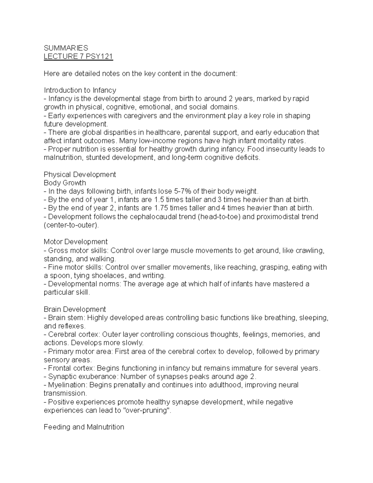 Psy121 Lec 7 And 8 Summaries Summaries Lecture 7 Psy Here Are Detailed Notes On The Key