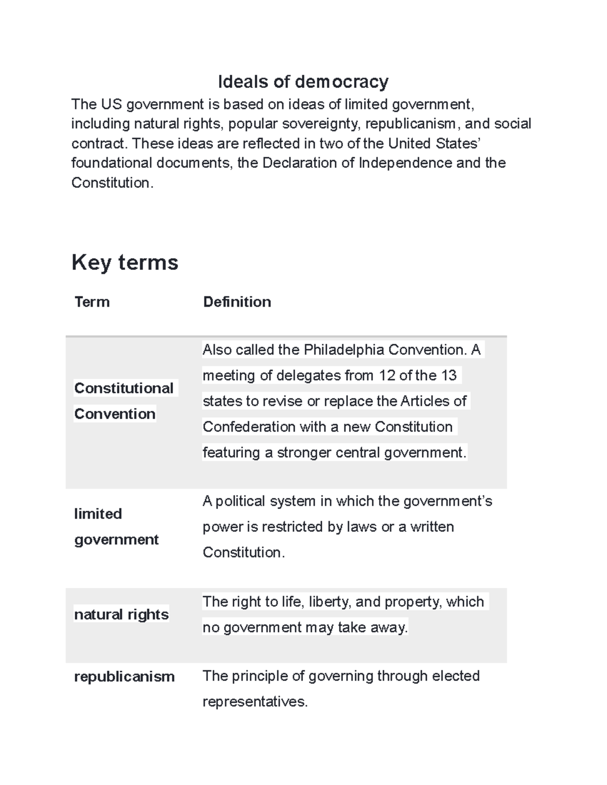 Ideals of democracy - These ideas are reflected in two of the United ...