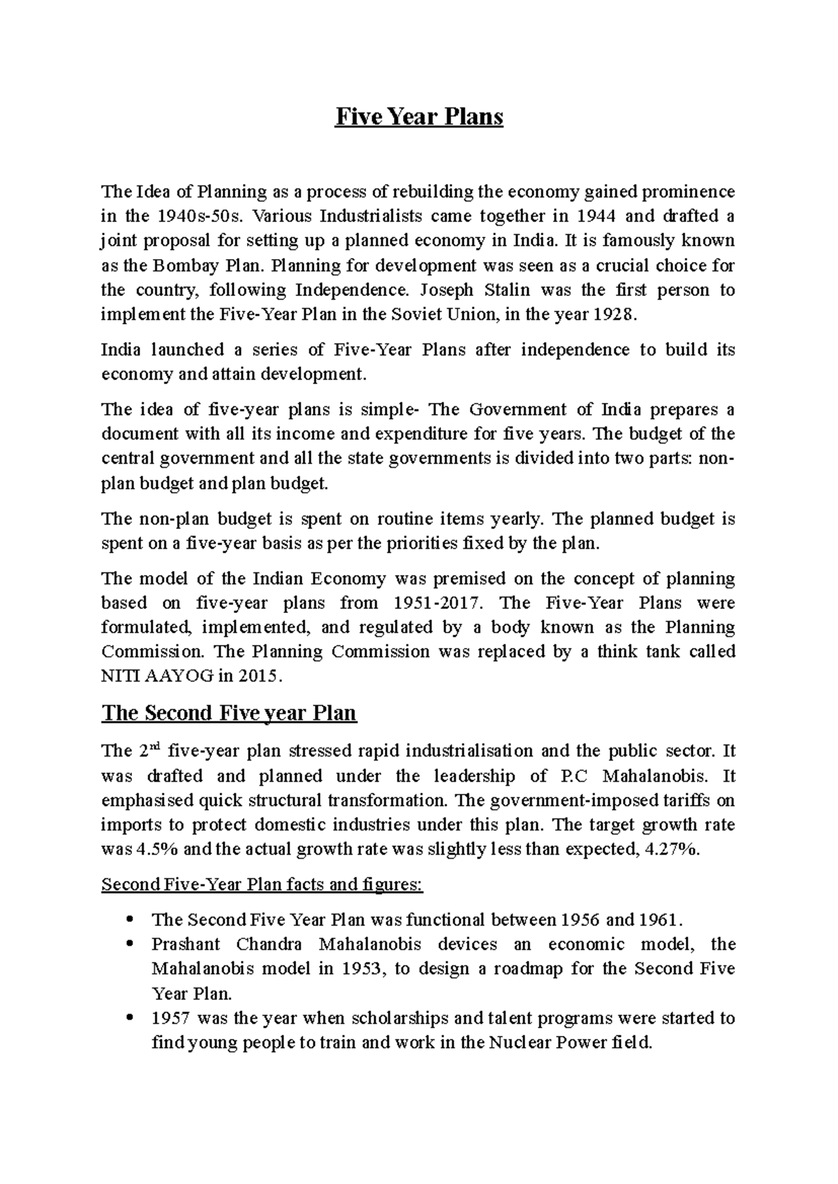 5-year plans - Summary BA.llb - Five Year Plans The Idea of Planning as ...