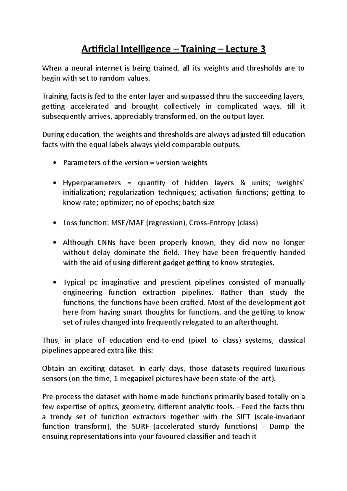 Artificial Intelligence – Training – Lecture 3 - Artificial ...