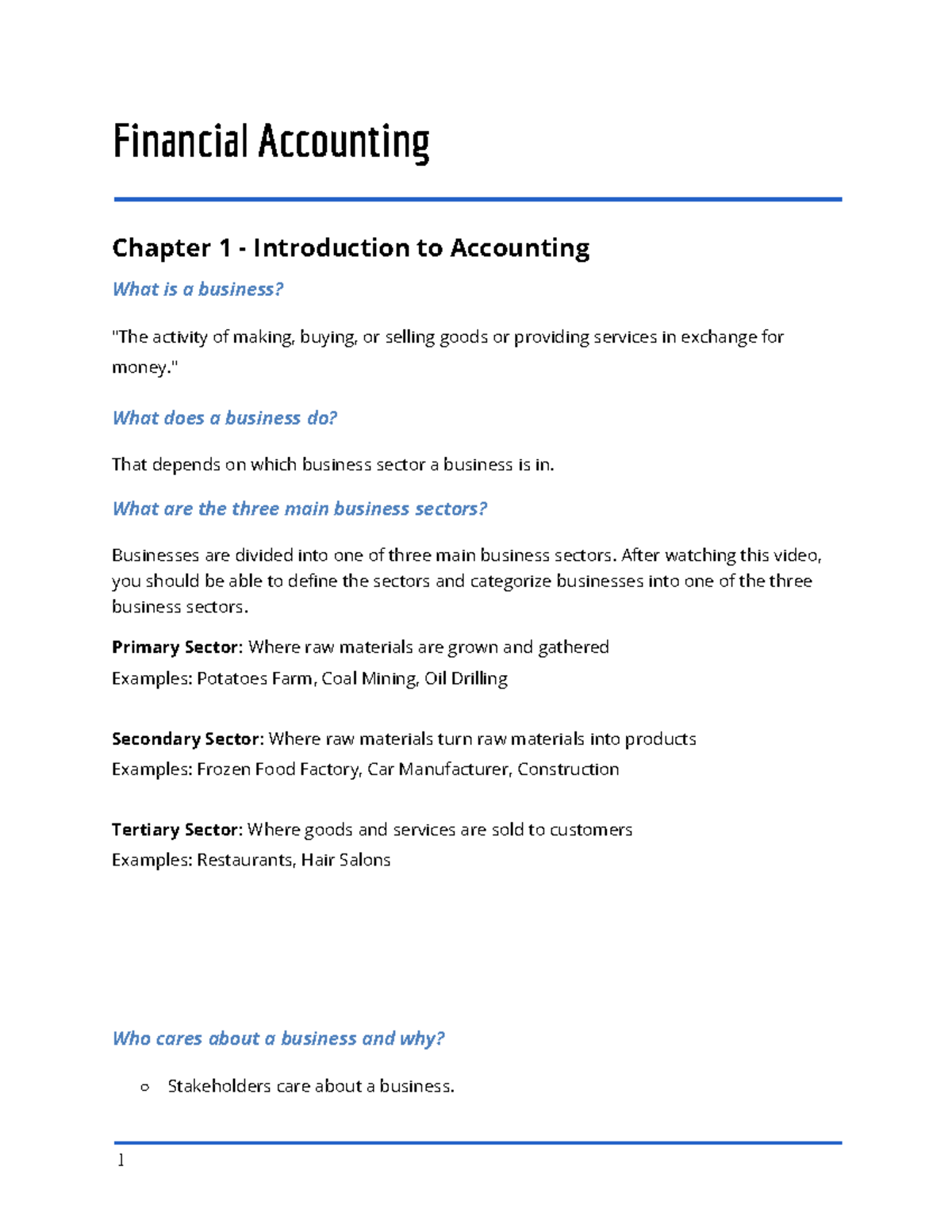 Accounting Notes (1-5) - Financial Accounting Chapter 1 - Introduction ...
