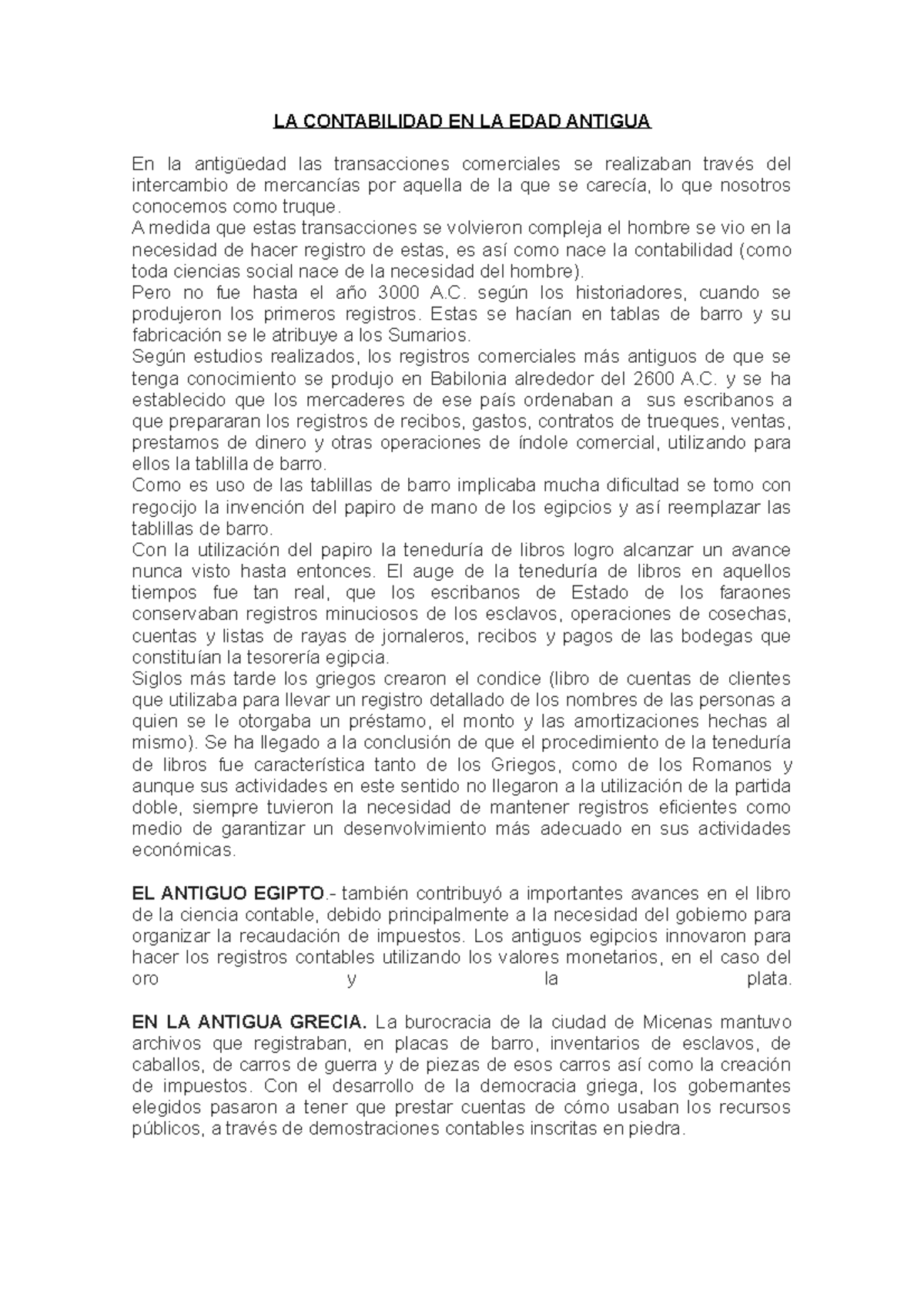 LA Contabilidad EN LA EDAD Antigua - LA CONTABILIDAD EN LA EDAD ANTIGUA ...