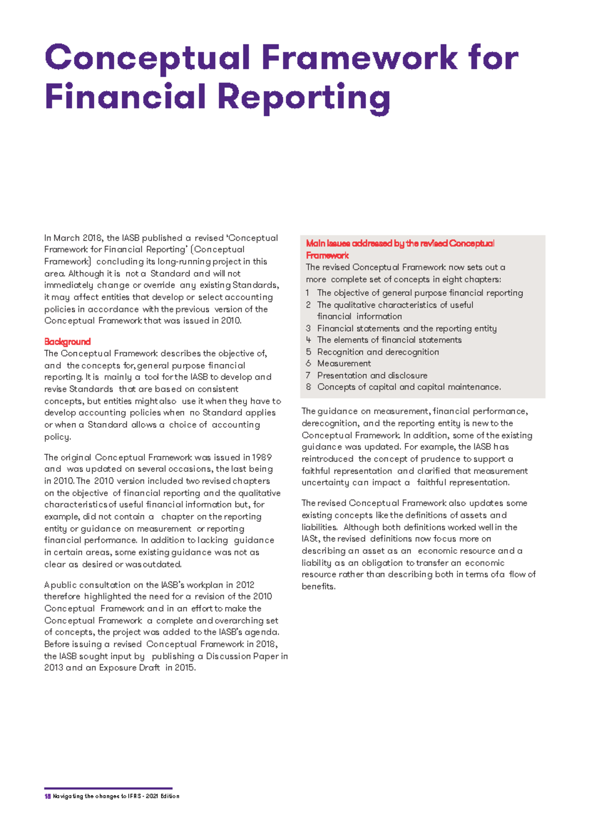 Conceptual Framework for Financial Reporting Amendments - 18 Navigating ...