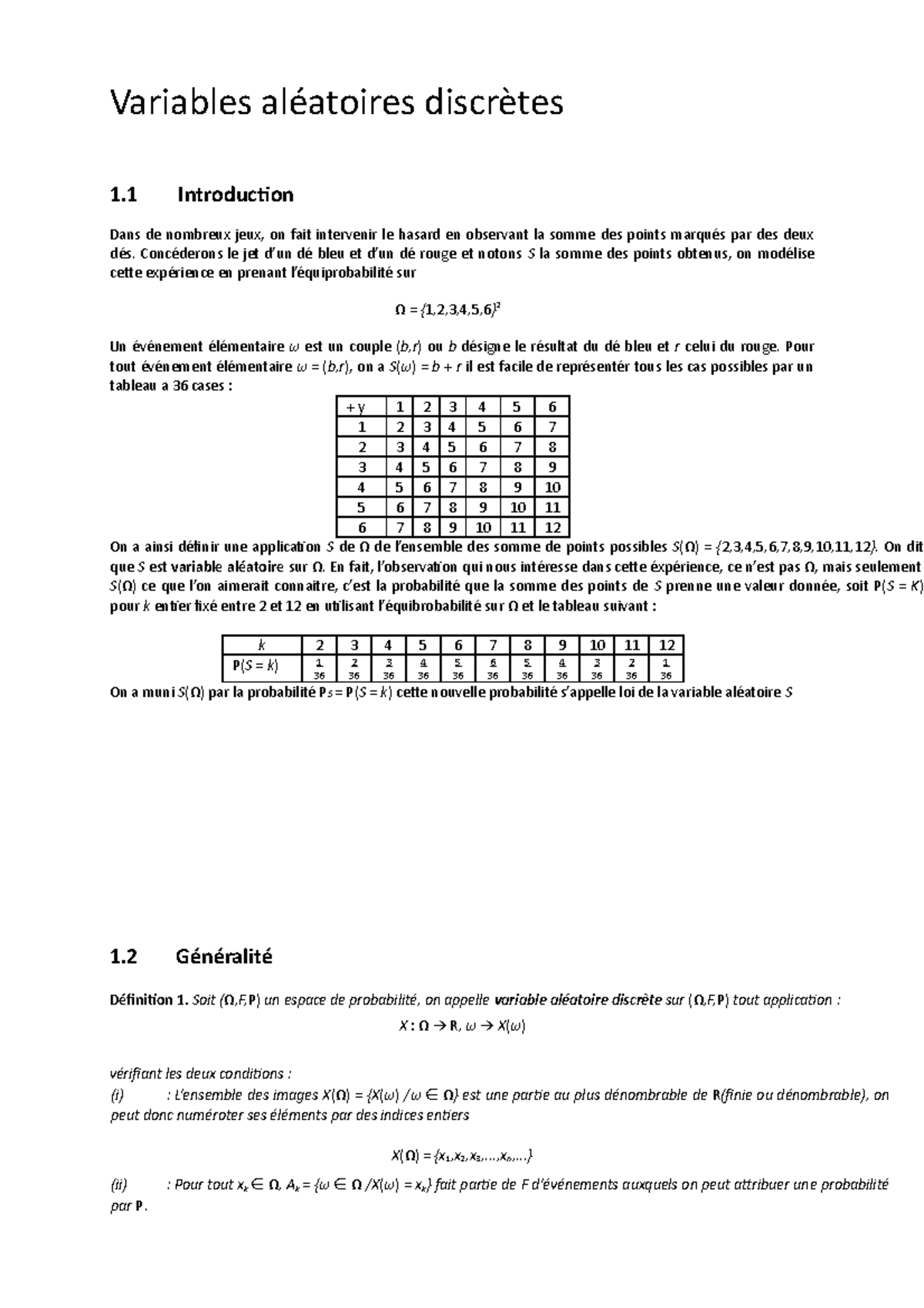 Probabite - Variables aléatoires discrètes - Variables aléatoires ...