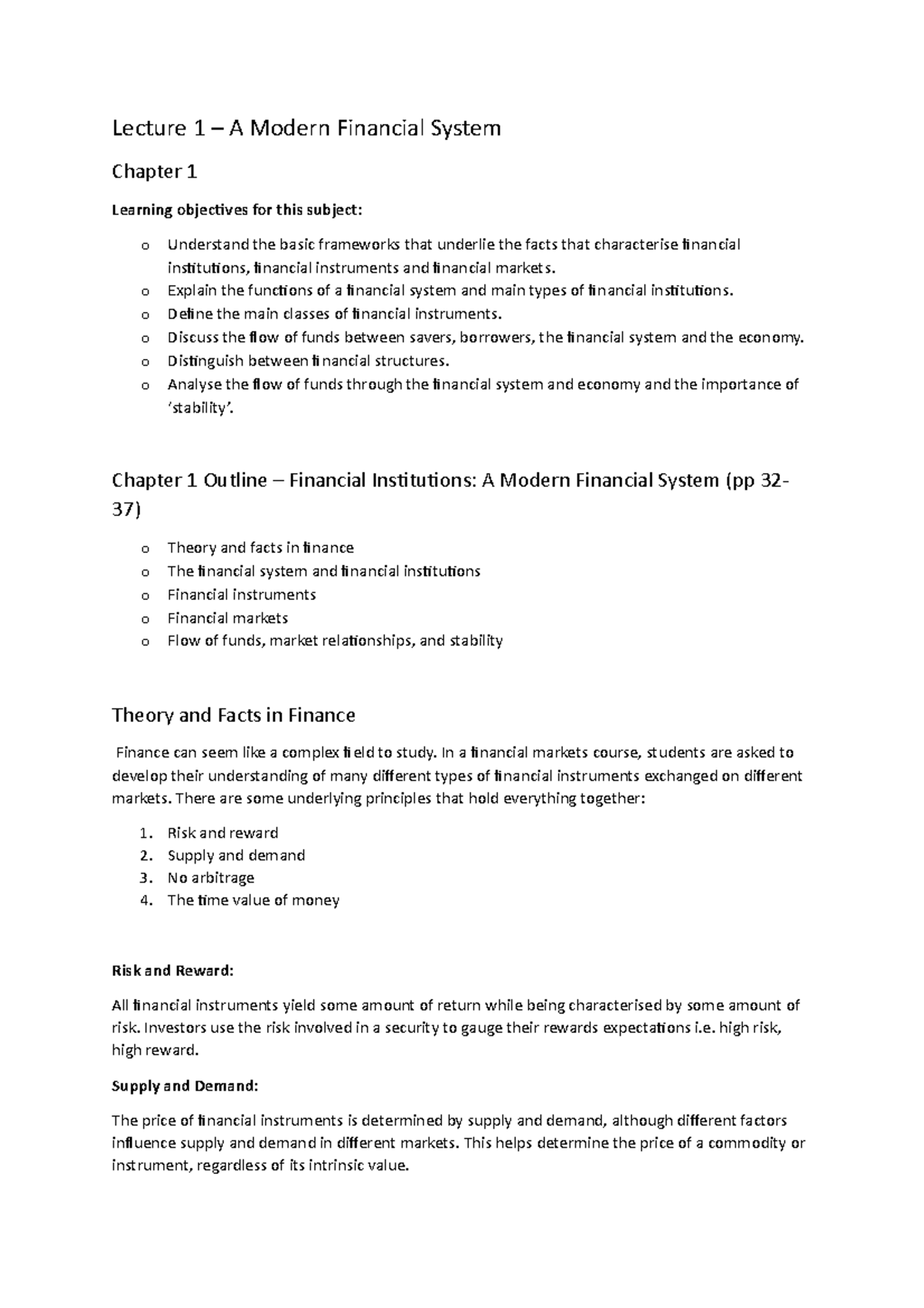 Lecture 1 - A Modern Financial System - Lecture 1 – A Modern Financial ...