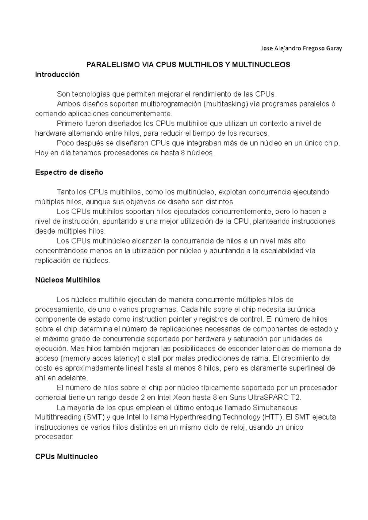 Multihilo y Multinúcleo - Jose Alejandro Fregoso Garay PARALELISMO VIA ...