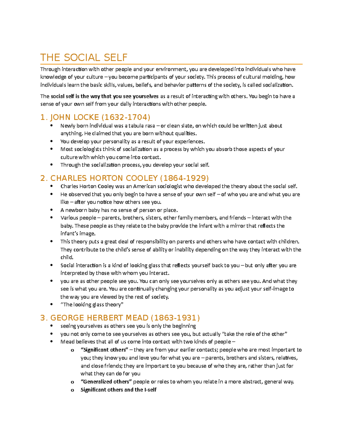 THE Social SELF - Lecture material for Understanding the Self - THE ...