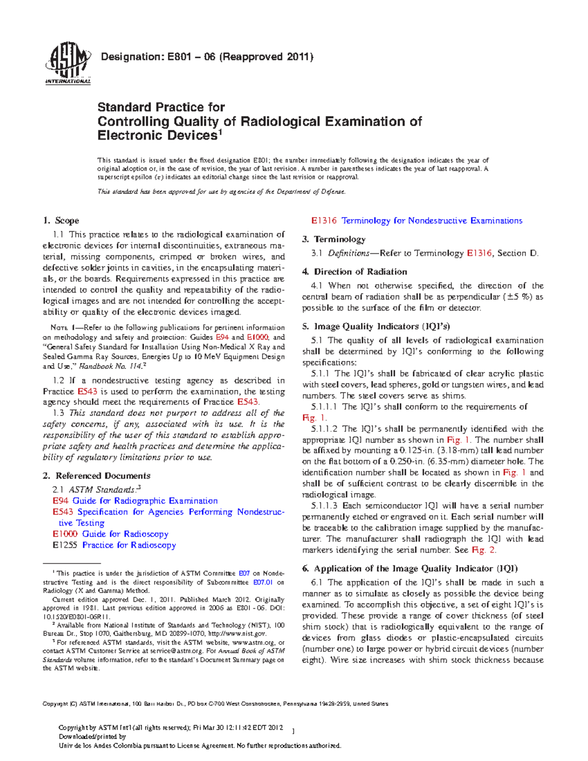 E801-06(2011 ) - MATERIALES - Designation: E801 – 06 (Reapproved 2011 ...