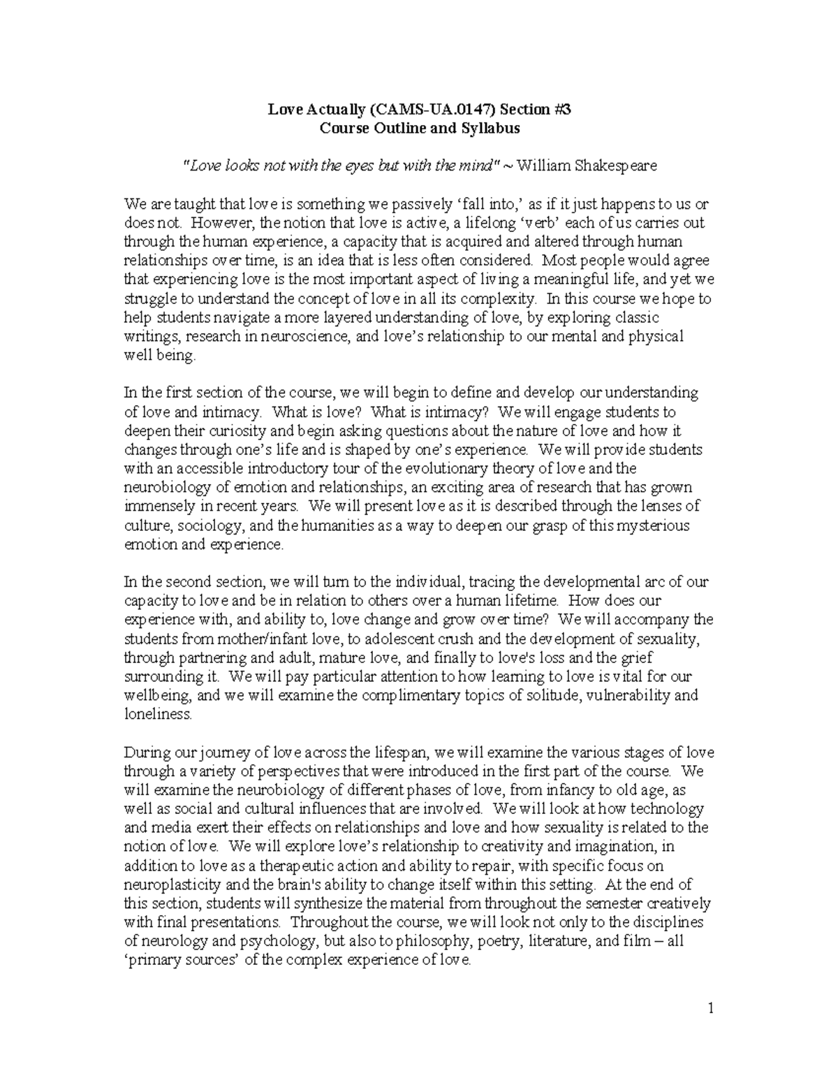 CAMS 147 Love Actually Course Outline and Syllabus Spring 2023 - Love ...