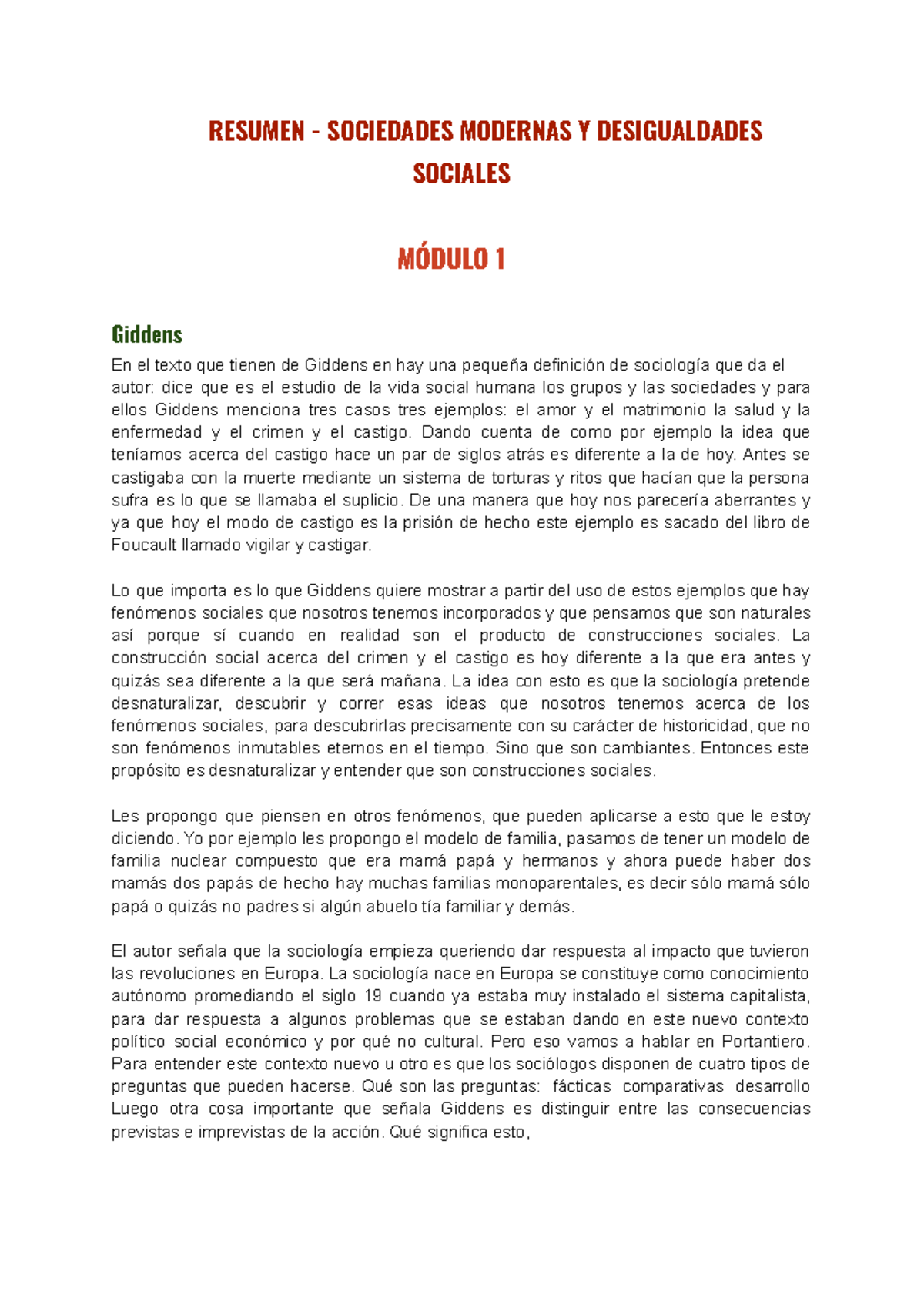 Resumen - Sociedades Modernas Y Desigualdades Sociales - RESUMEN ...