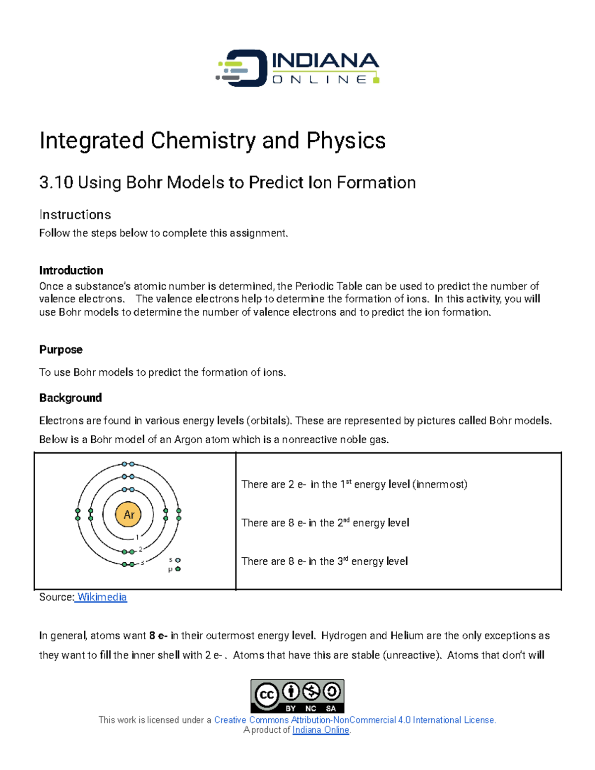 Dalton Davis, 3.10 Using Bohr Models to Predict Ion Formation ...